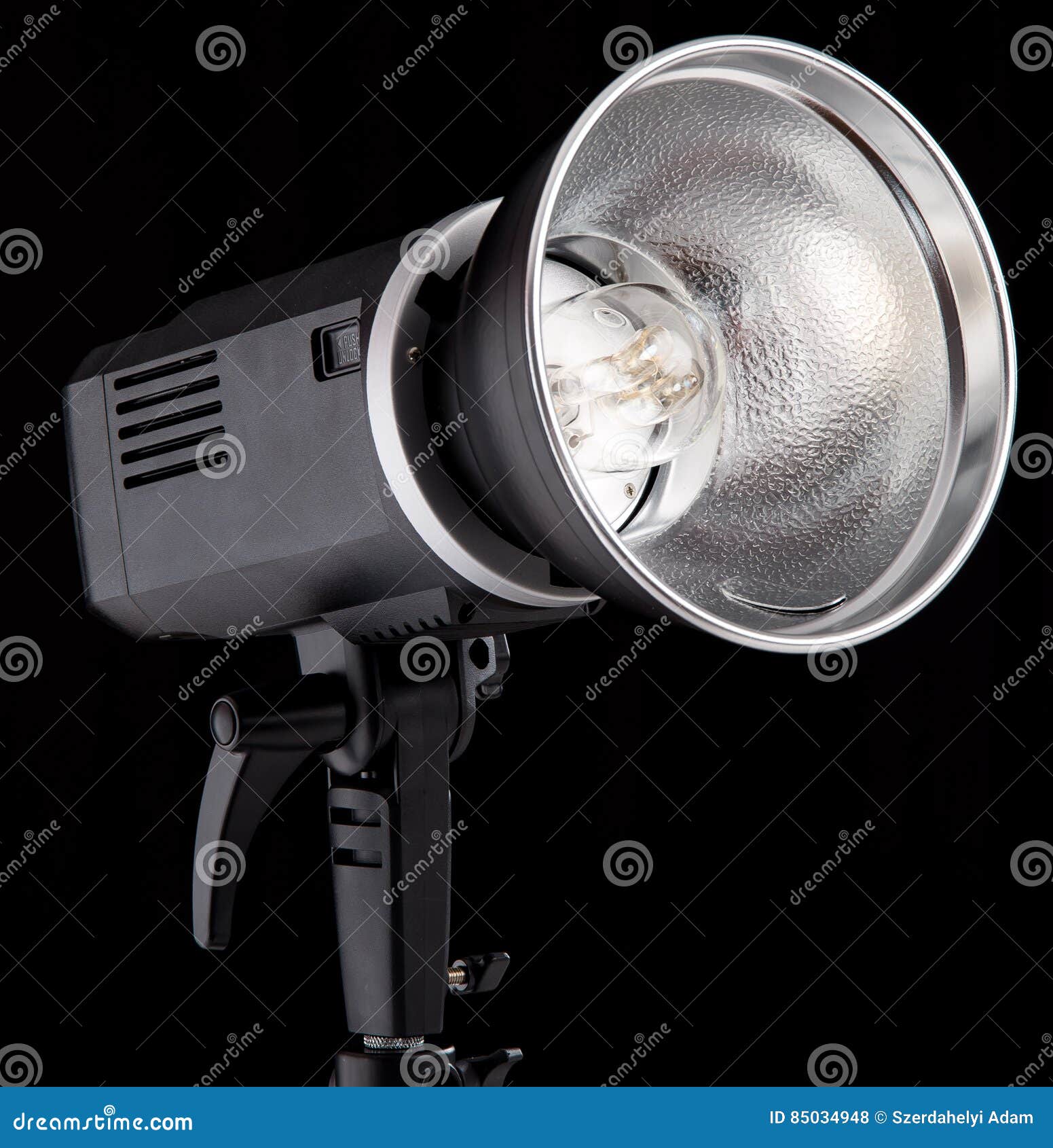 Professional studio strobe stock photo. Image of photographer - 85034948
