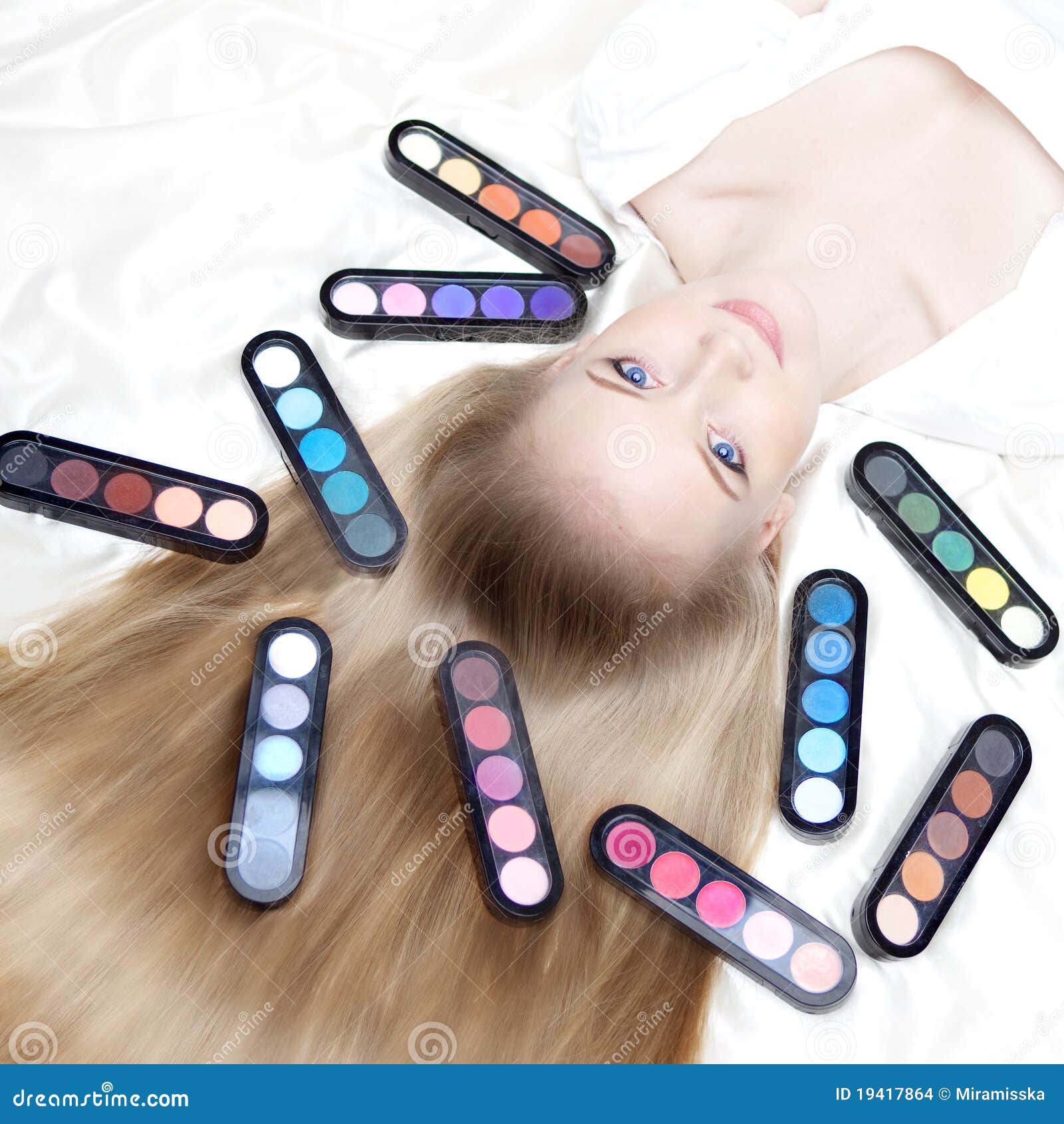 Professional Stylist Make-up Artist Makes Eye Makeup Model. Face Model ...