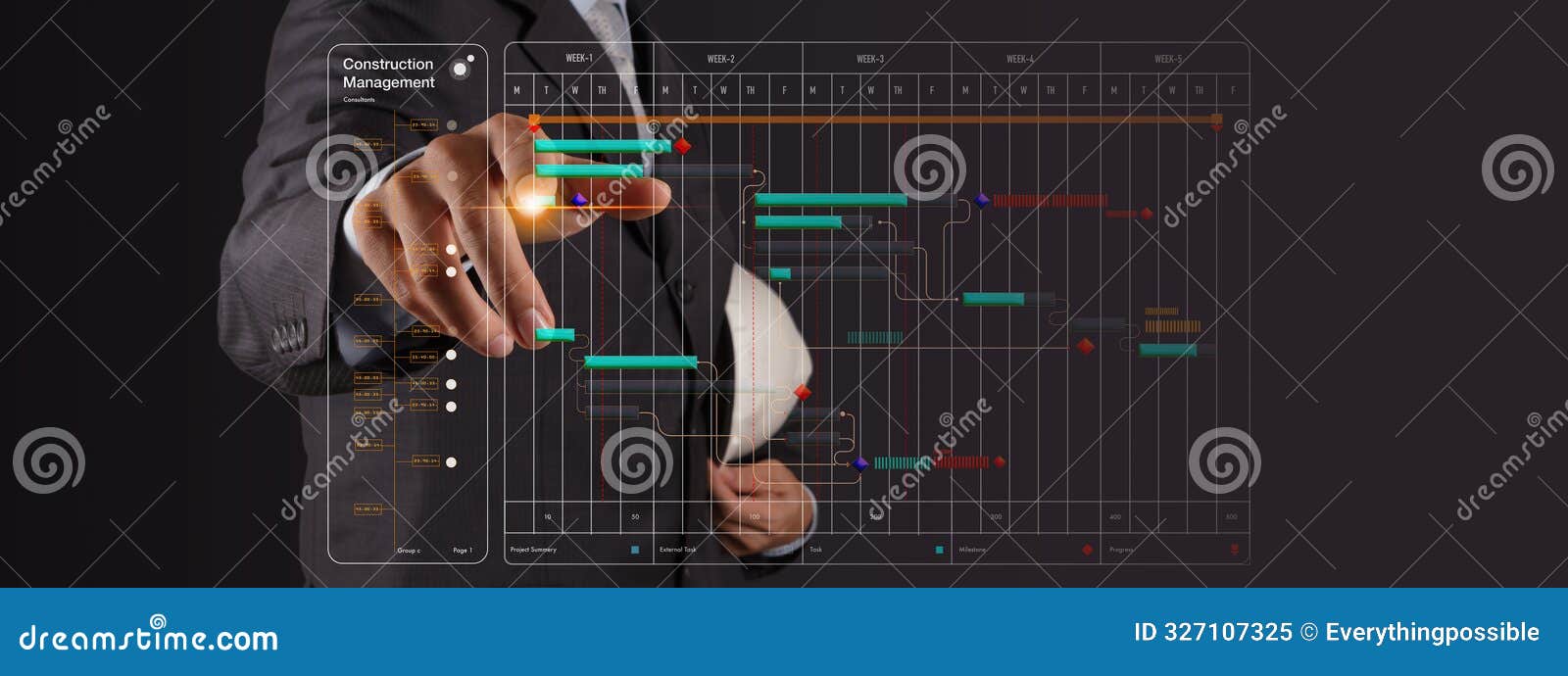 A Professional in a Suit Interacts with a Digital Construction ...