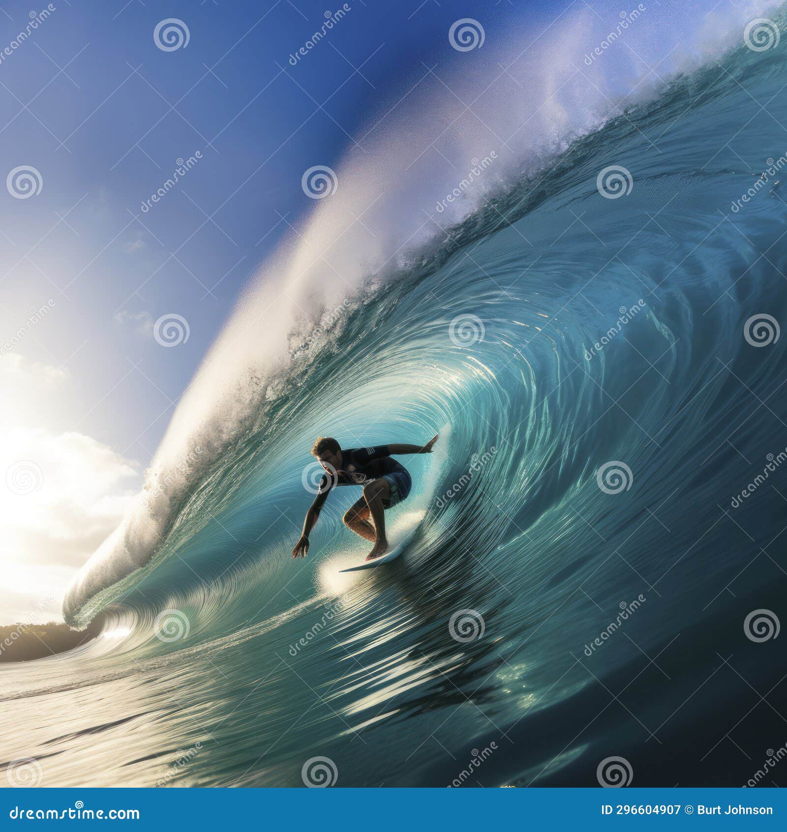 Professional Surfer Riding a Pipeline Stock Illustration - Illustration ...