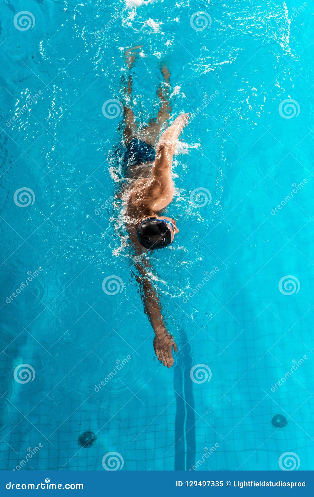 Top View of Young Professional Swimmer in Competition Swimming Stock ...