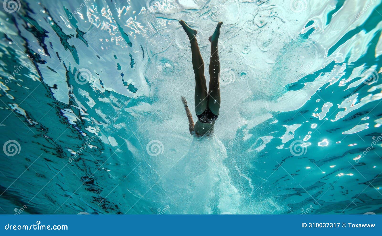Professional Swimmer Executing a Perfect Dive Underwater Stock Image ...