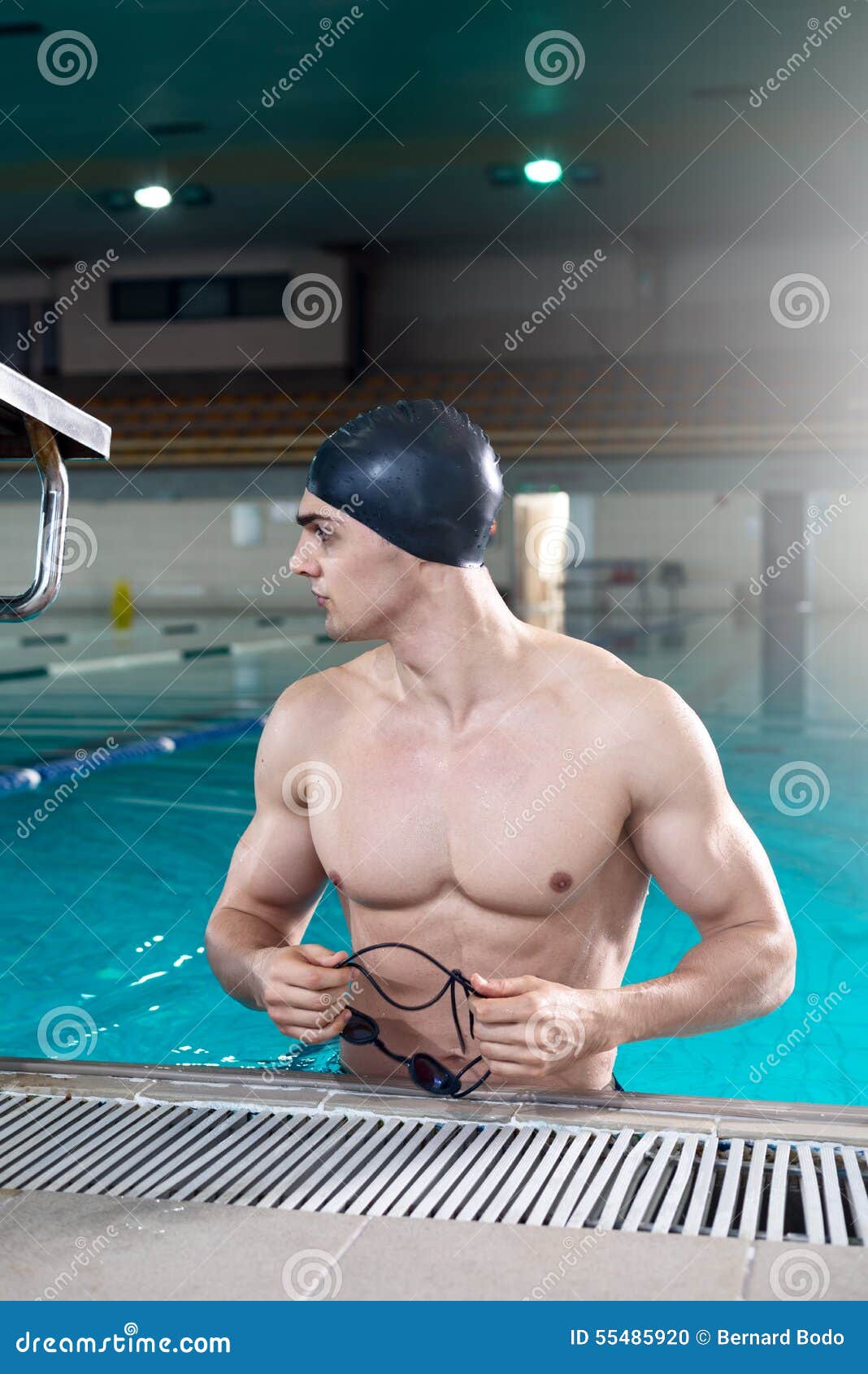 Professional Swimmer after the Training Stock Photo - Image of indoors ...