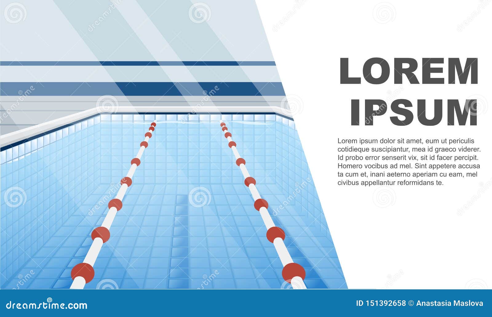 Professional Swimming Pool with Paths for Dip and Water Flat Vector ...