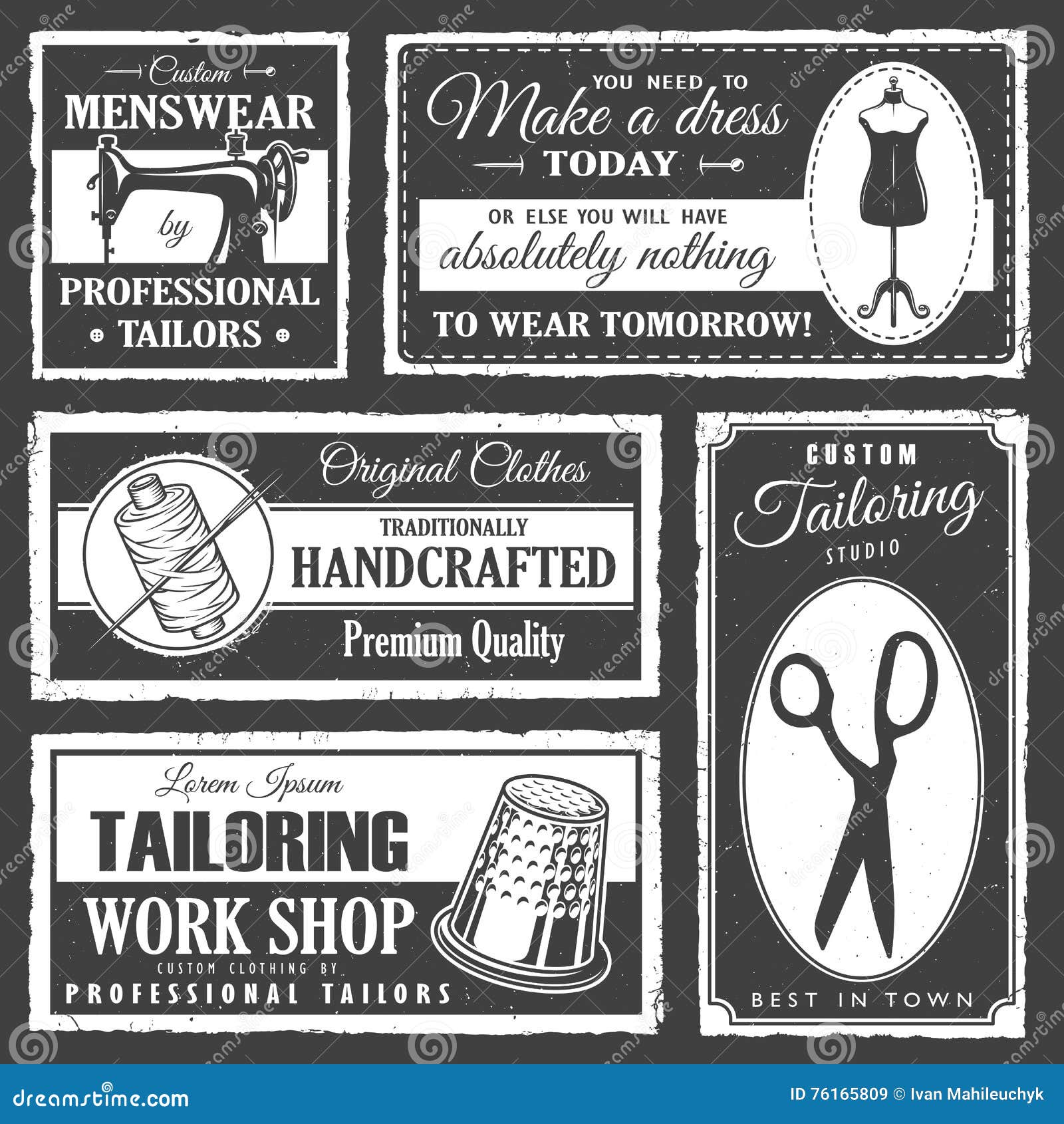 Professional Tailor Labels Set Stock Vector - Illustration of elegant ...