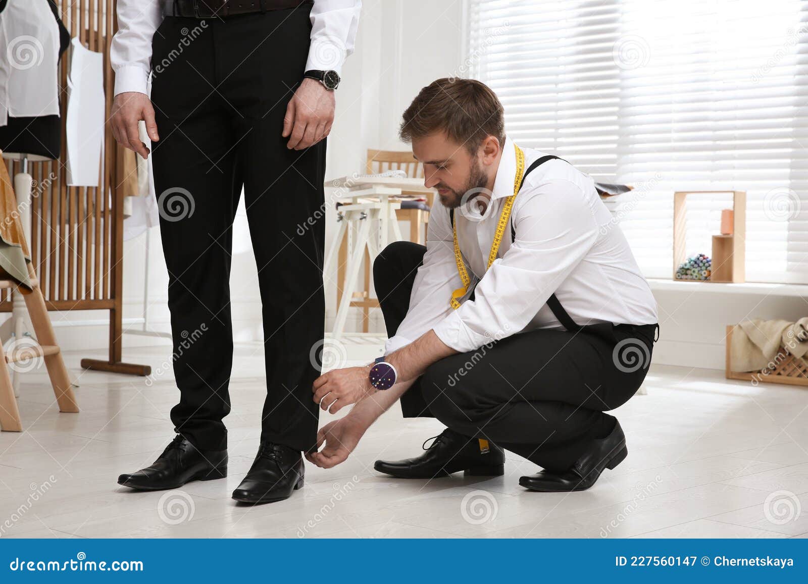 Professional Tailor Working with Client in Atelier Stock Image - Image ...