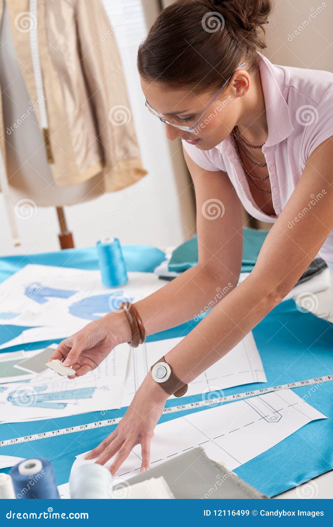 Professional Tailor Working with Fashion Sketches Stock Image - Image ...