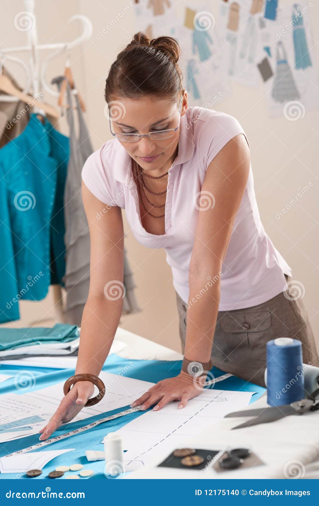 Professional Tailor Working with Fashion Sketches Stock Photo - Image ...