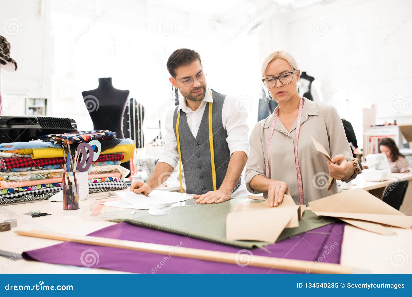 Professional Tailors in Atelier Stock Image - Image of pattern ...