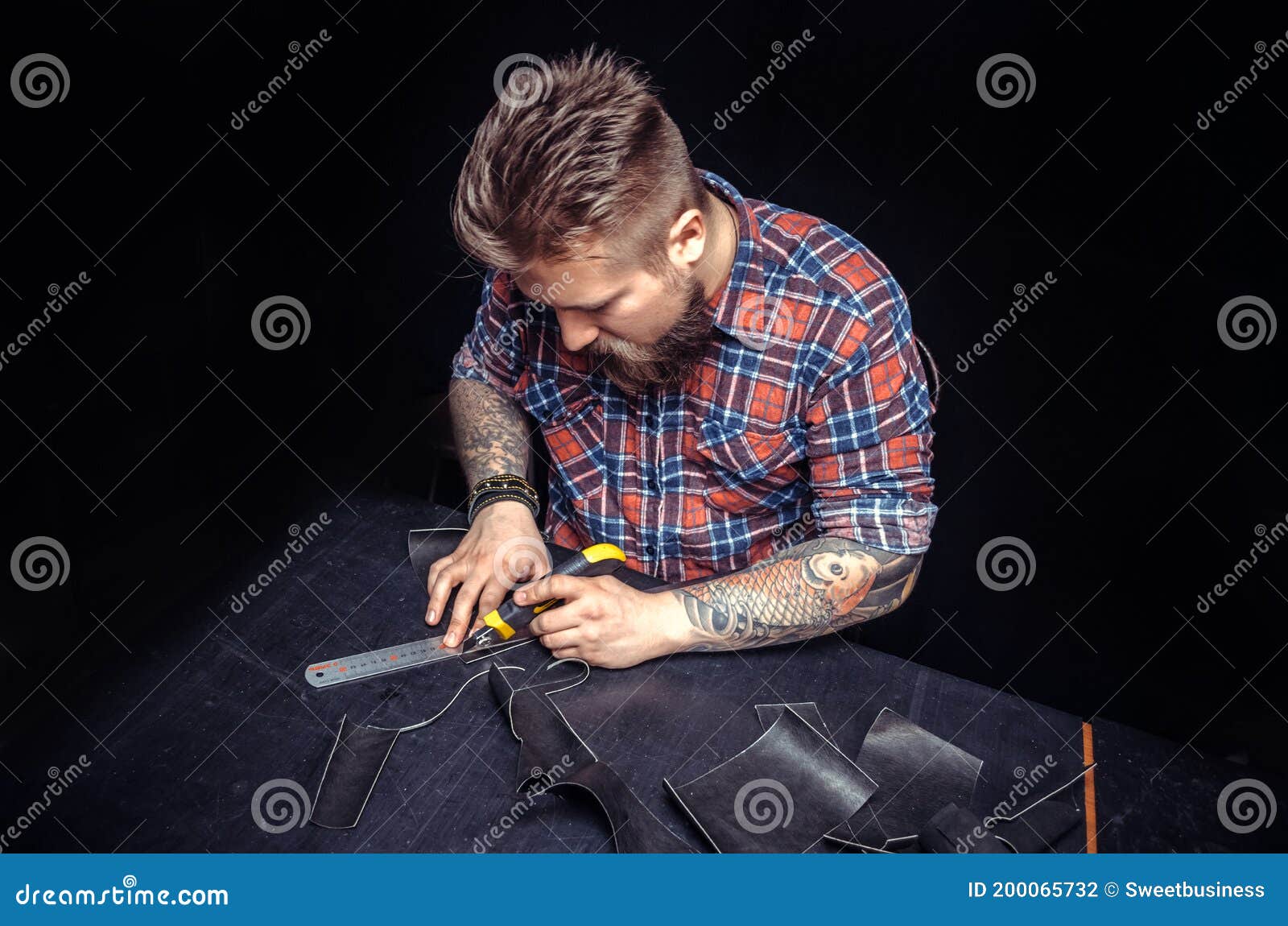 Professional Tanner Producing a Leatherwork Stock Photo - Image of ...