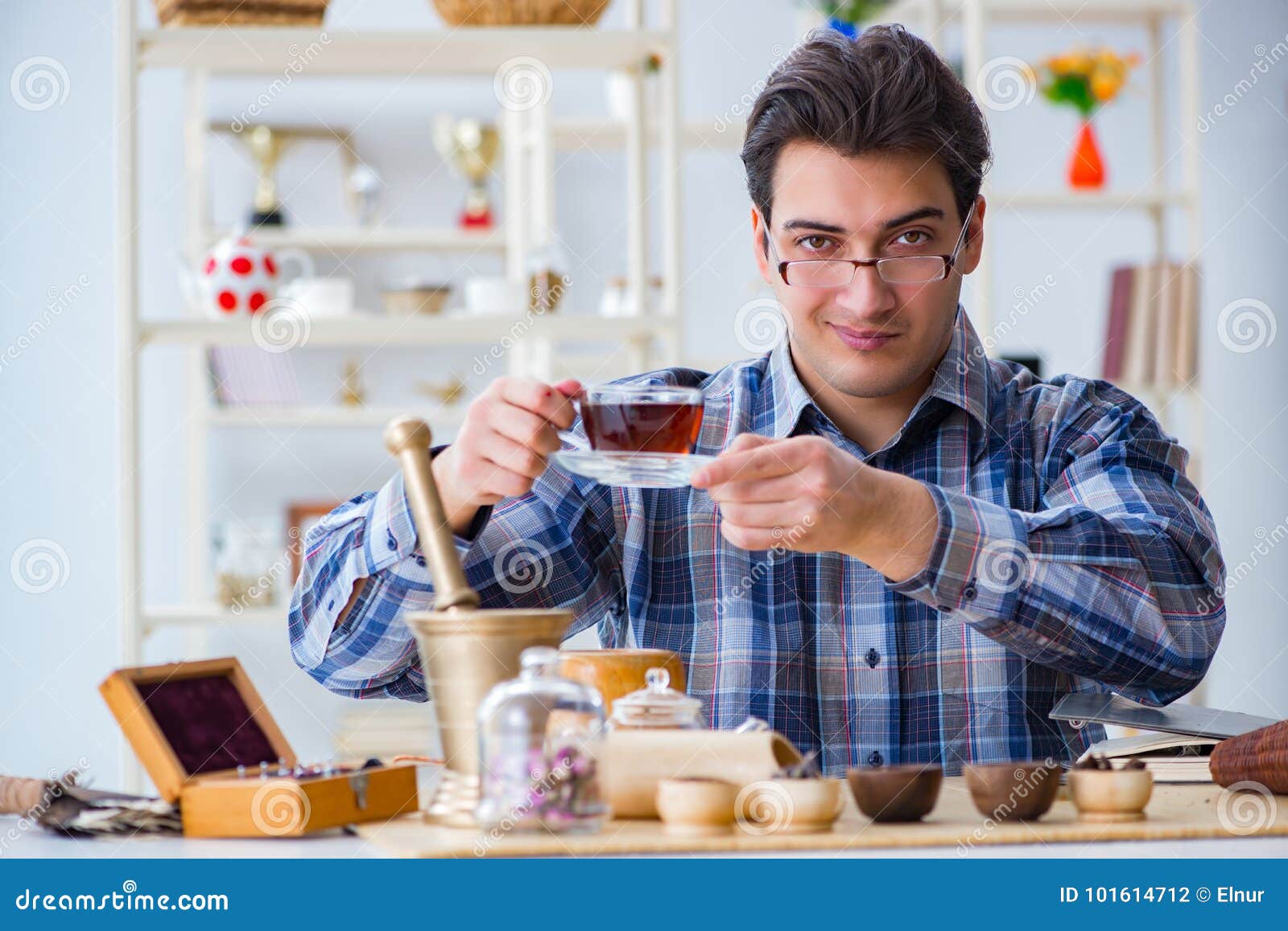 The Professional Tea Expert Trying New Brews Stock Photo - Image of ...