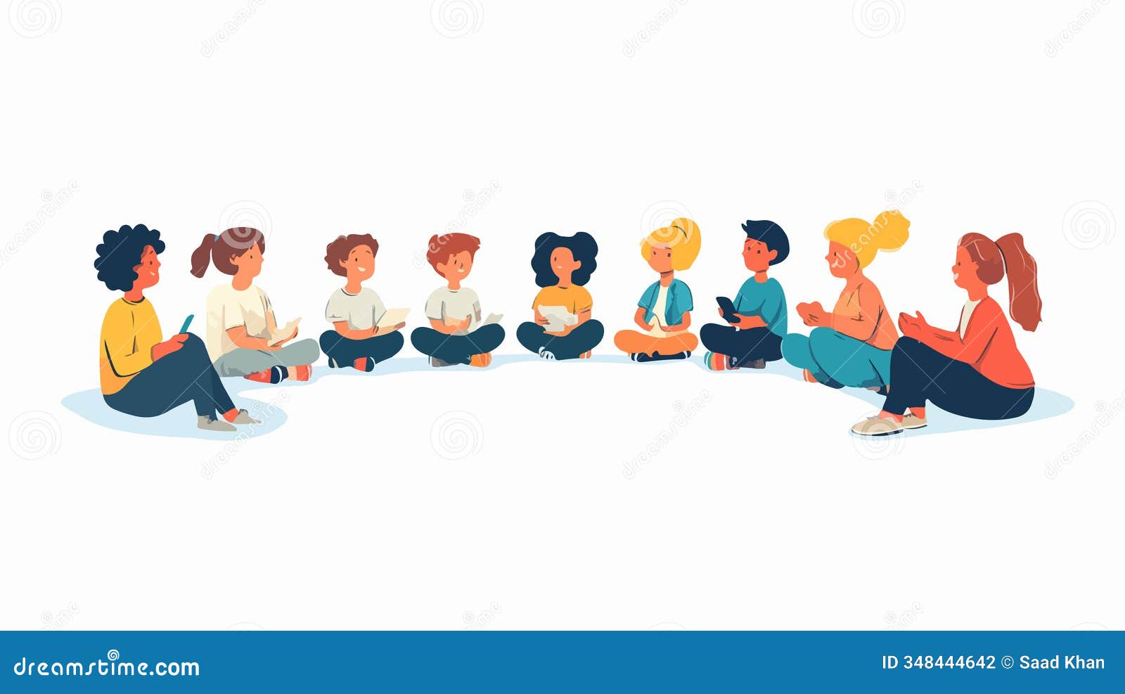 Professional Teacher and Children Sitting in Circle on Floor Classroom ...