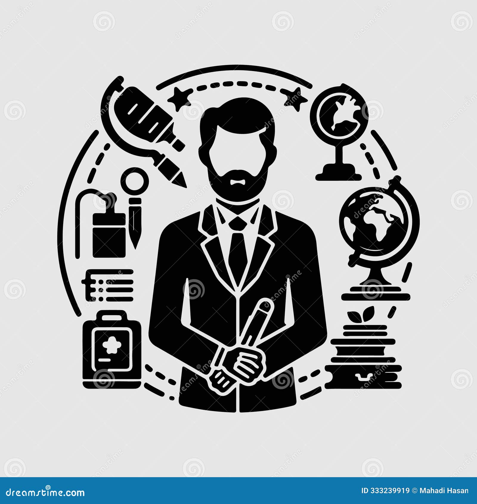 Professional Teacher Silhouette Icons for Learning Platforms Stock ...