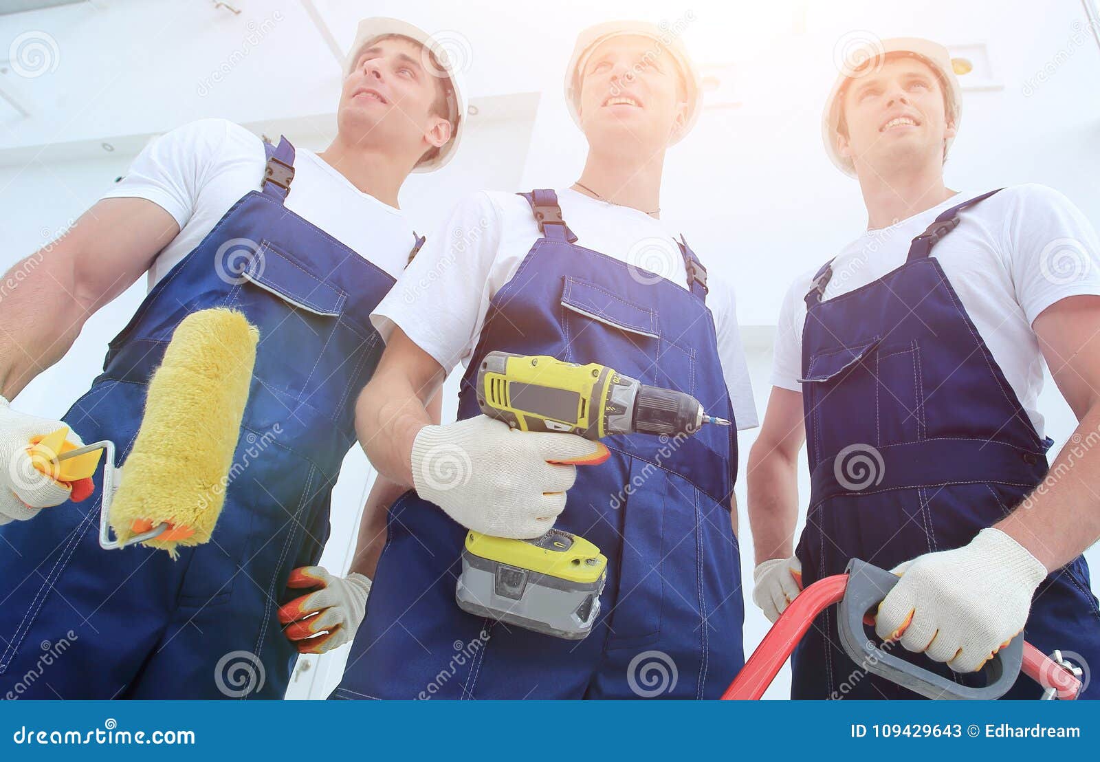 Professional Team of Builders with Tools Stock Image - Image of drill ...