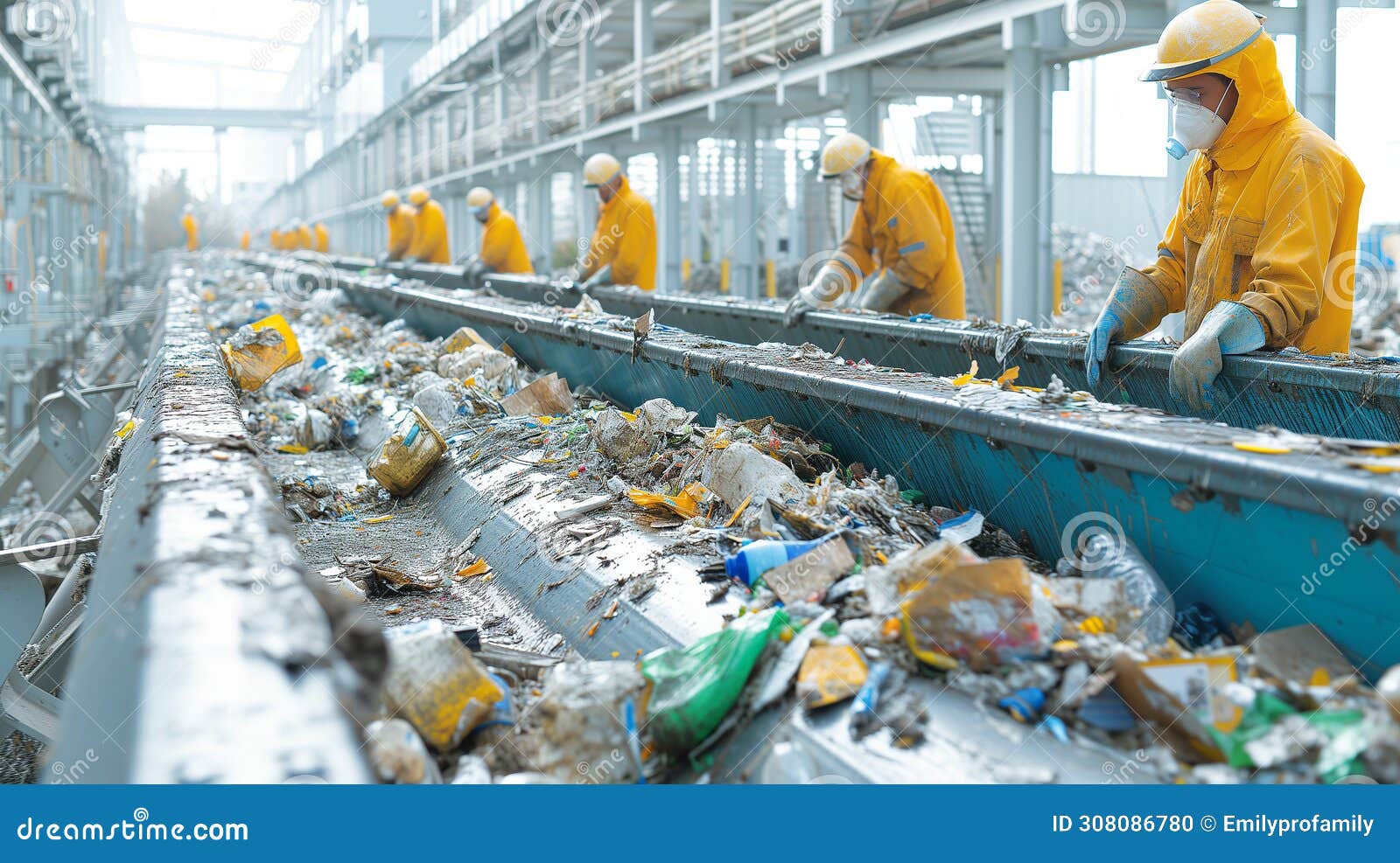 Professional Team Coordinate in Sorting Litter on Automated Production ...