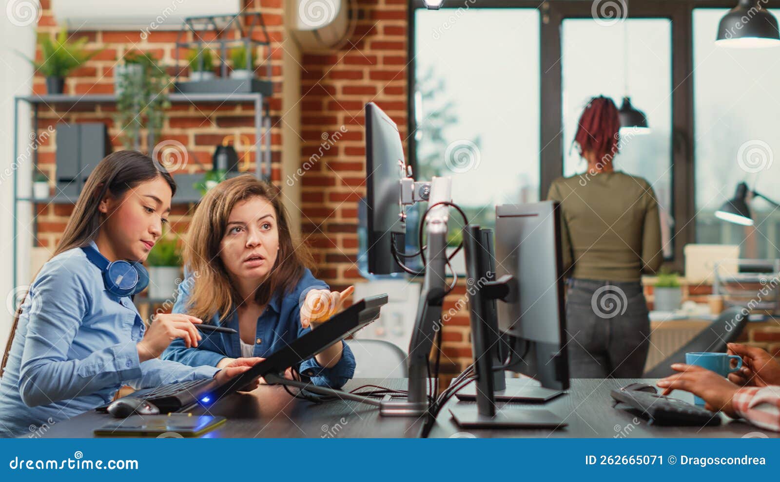 Professional Team of Developers Working with 3d Graphics Software Stock ...