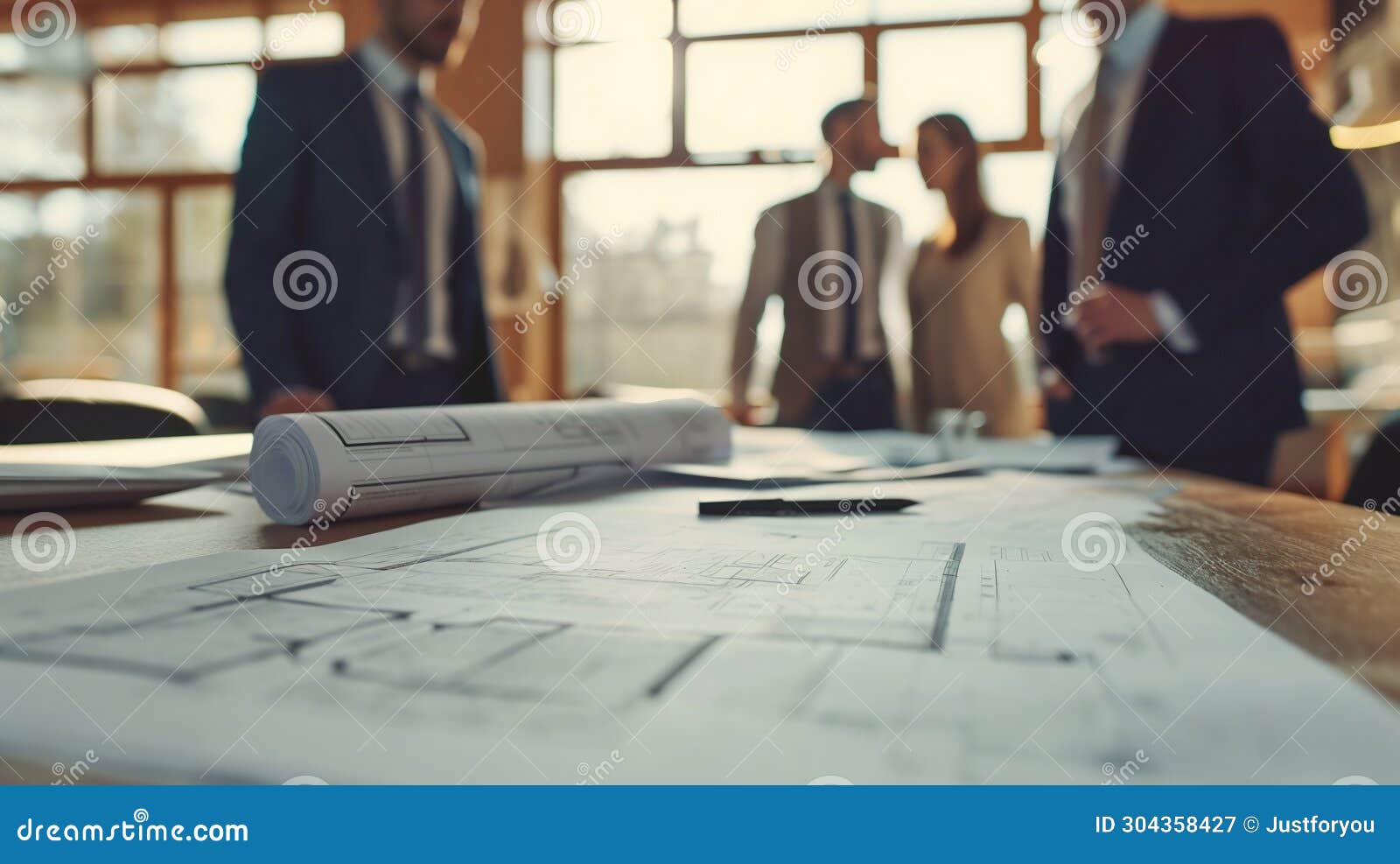 Professional Team Discussing Architecture Plans. Generative Ai Stock ...