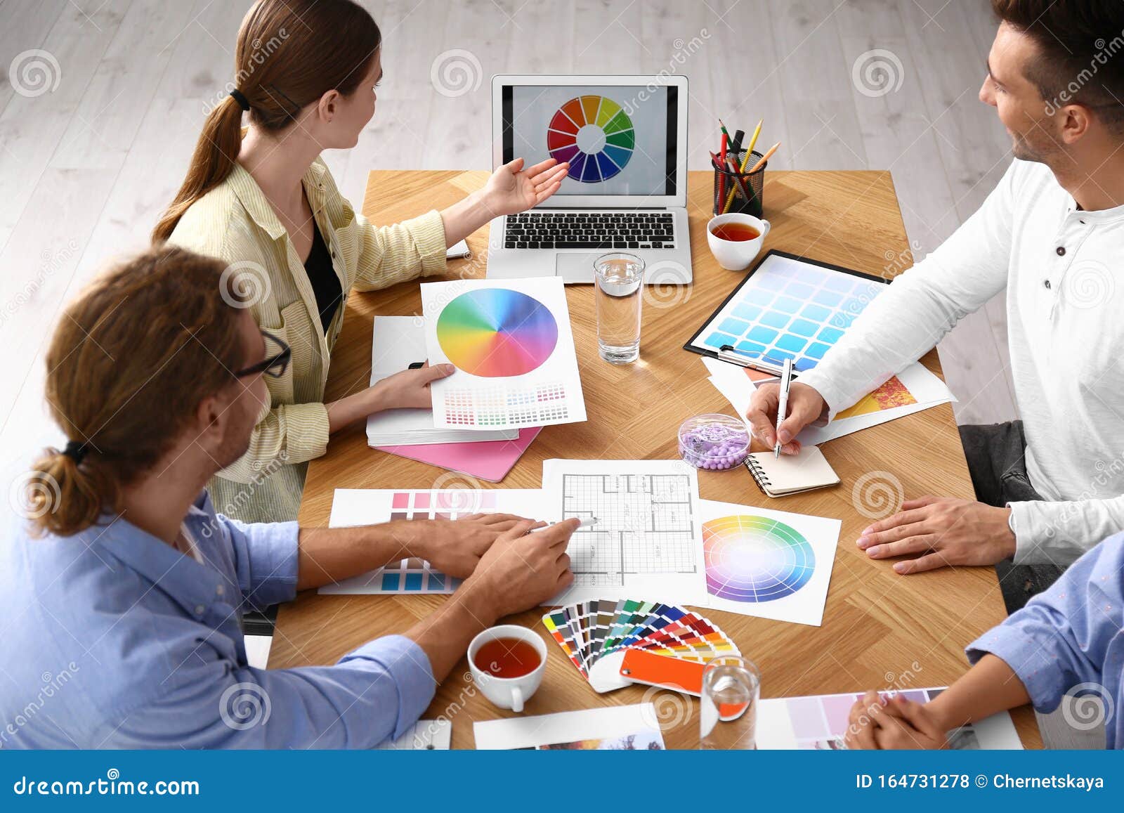 Professional Team of Interior Designers Working Stock Photo - Image of ...