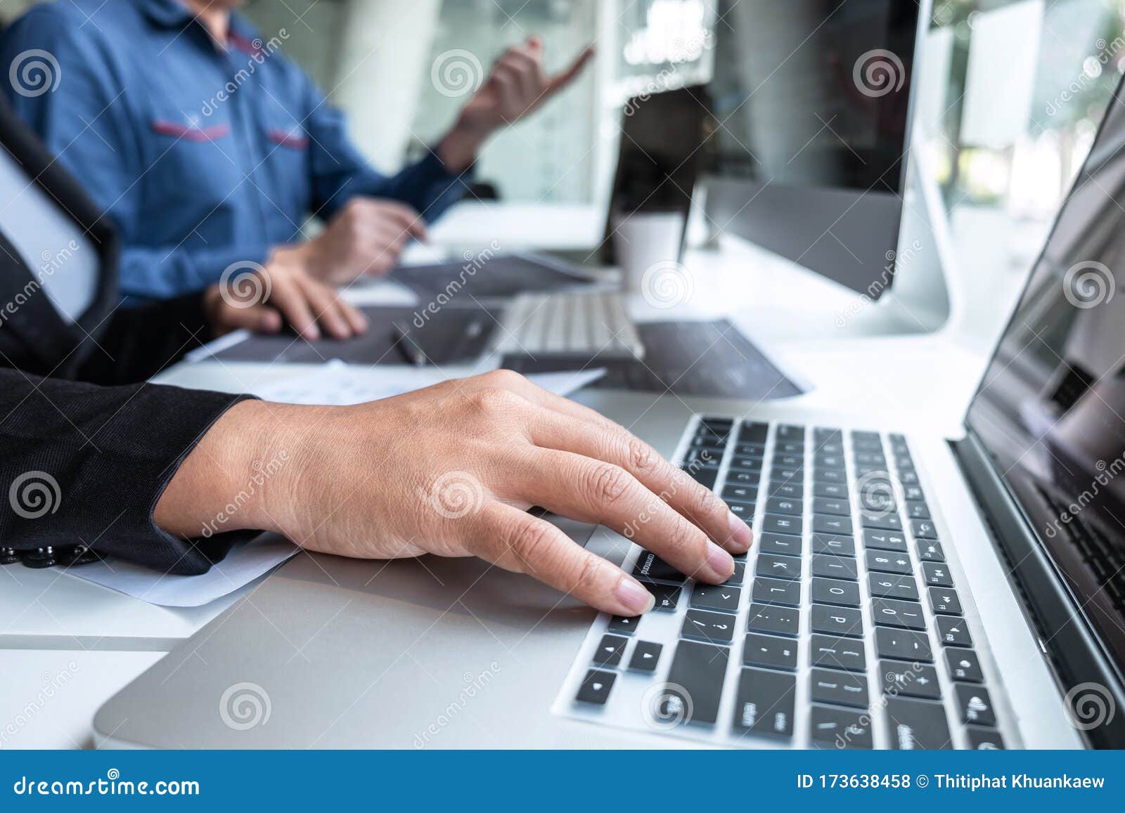 Professional Team of Programmer Working on Project in Software Development Computer in it ...