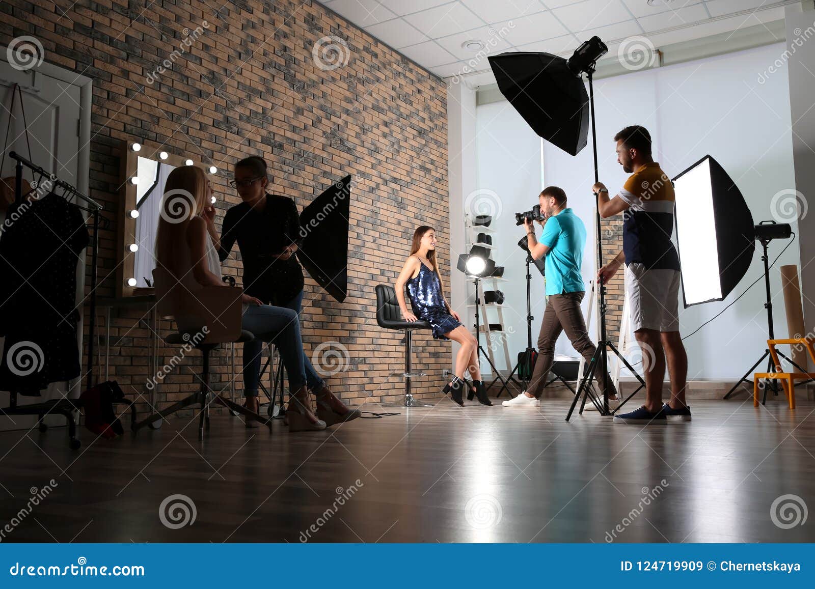 Professional Team Working with Model Stock Image - Image of profession ...