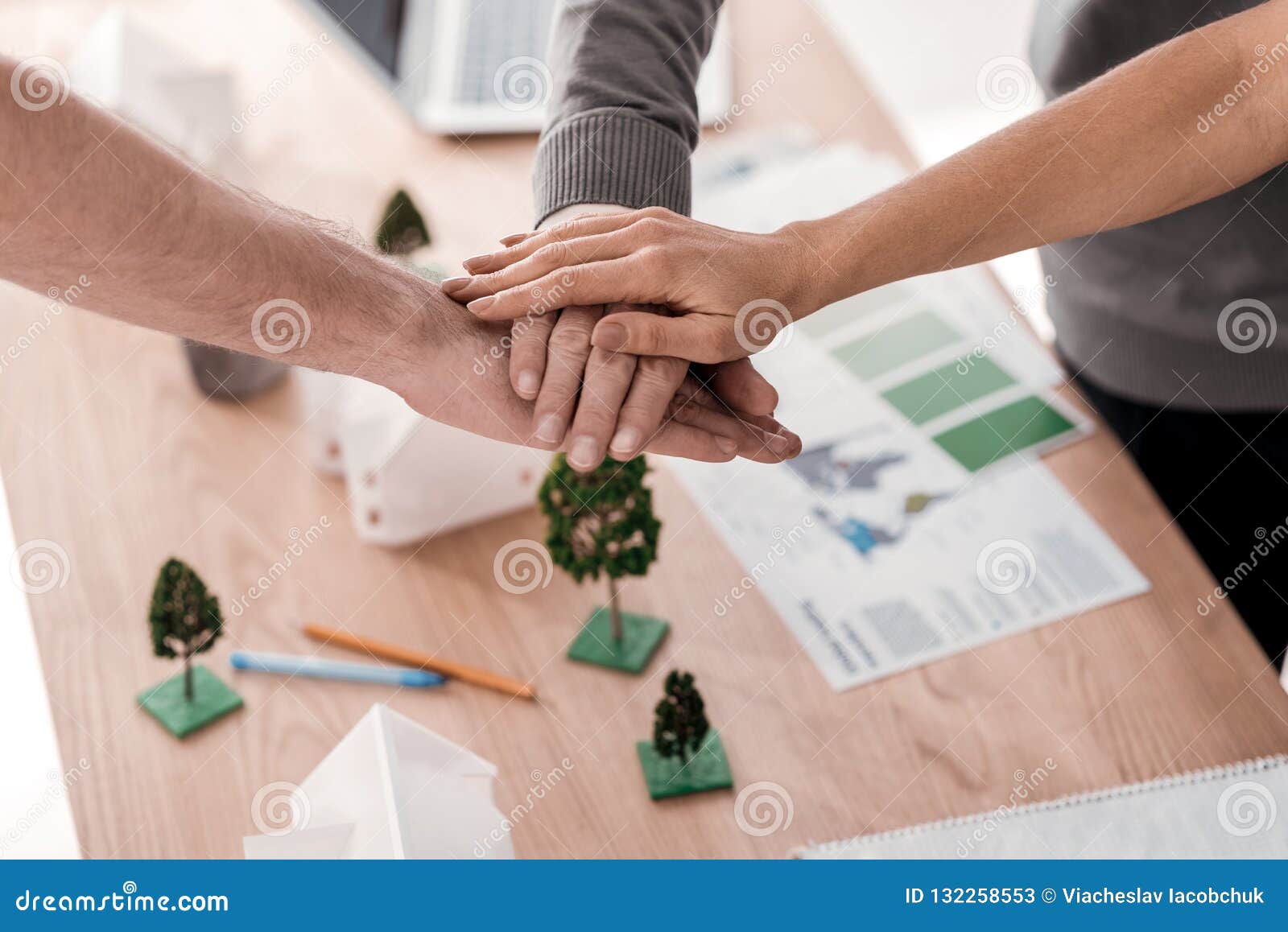 Professional Team Working on the Project Stock Image - Image of green ...
