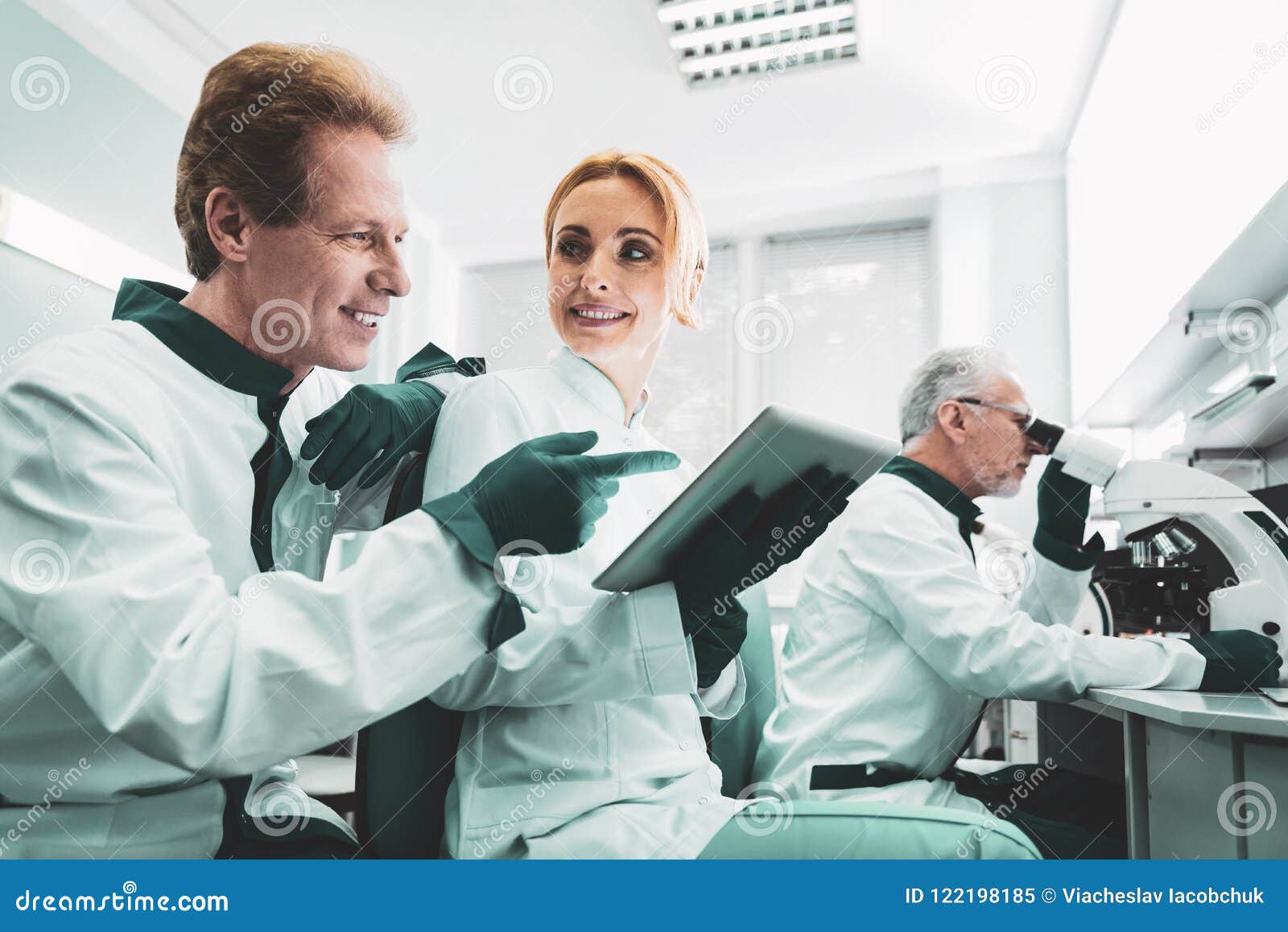 Professional Technical Engineer Telling Some News To His Partner Stock ...