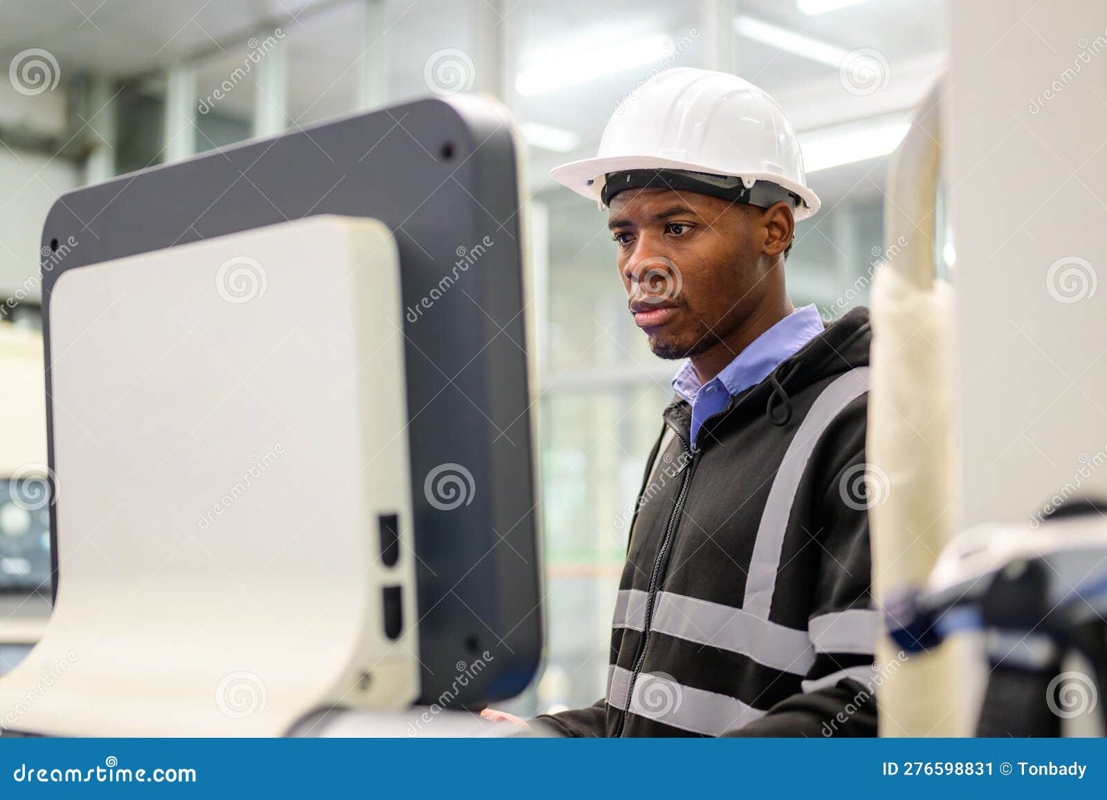 Professional Technician Checking Part of Automatic Machine at Factory ...