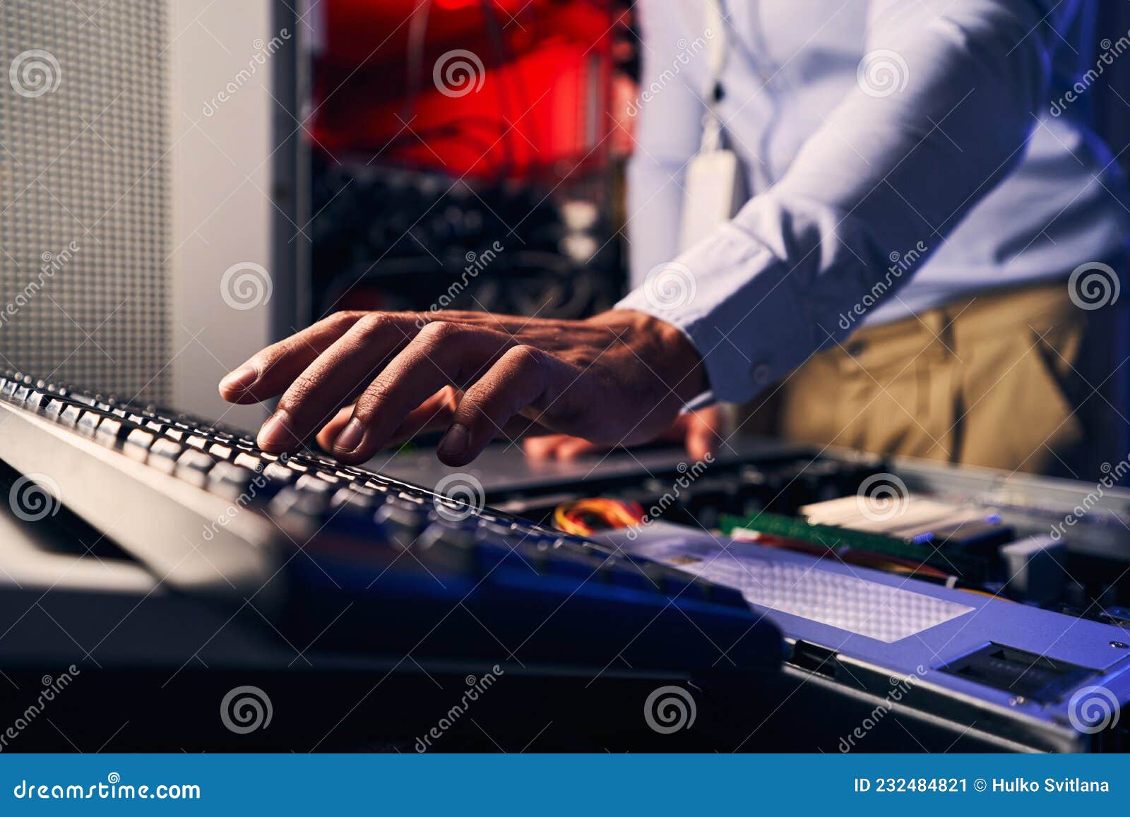 Professional it Technician Setting Up Network Server Stock Image ...