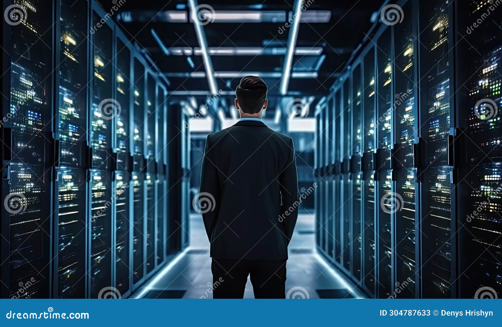 A Professional in a Technology Hub Surrounded by Computers and Data ...