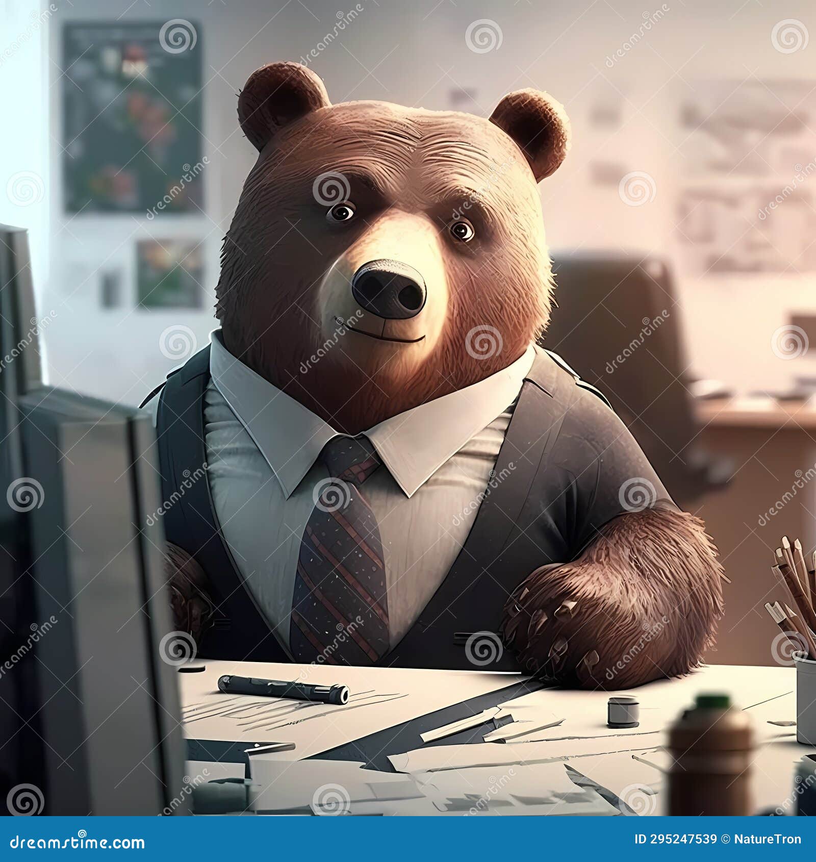 Professional Teddy Bear Teddy Bear in Office Stock Illustration - Illustration of teddy, panda ...