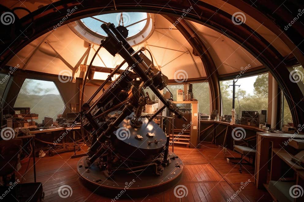 Professional Telescope Inside Observatory Dome Stock Illustration ...