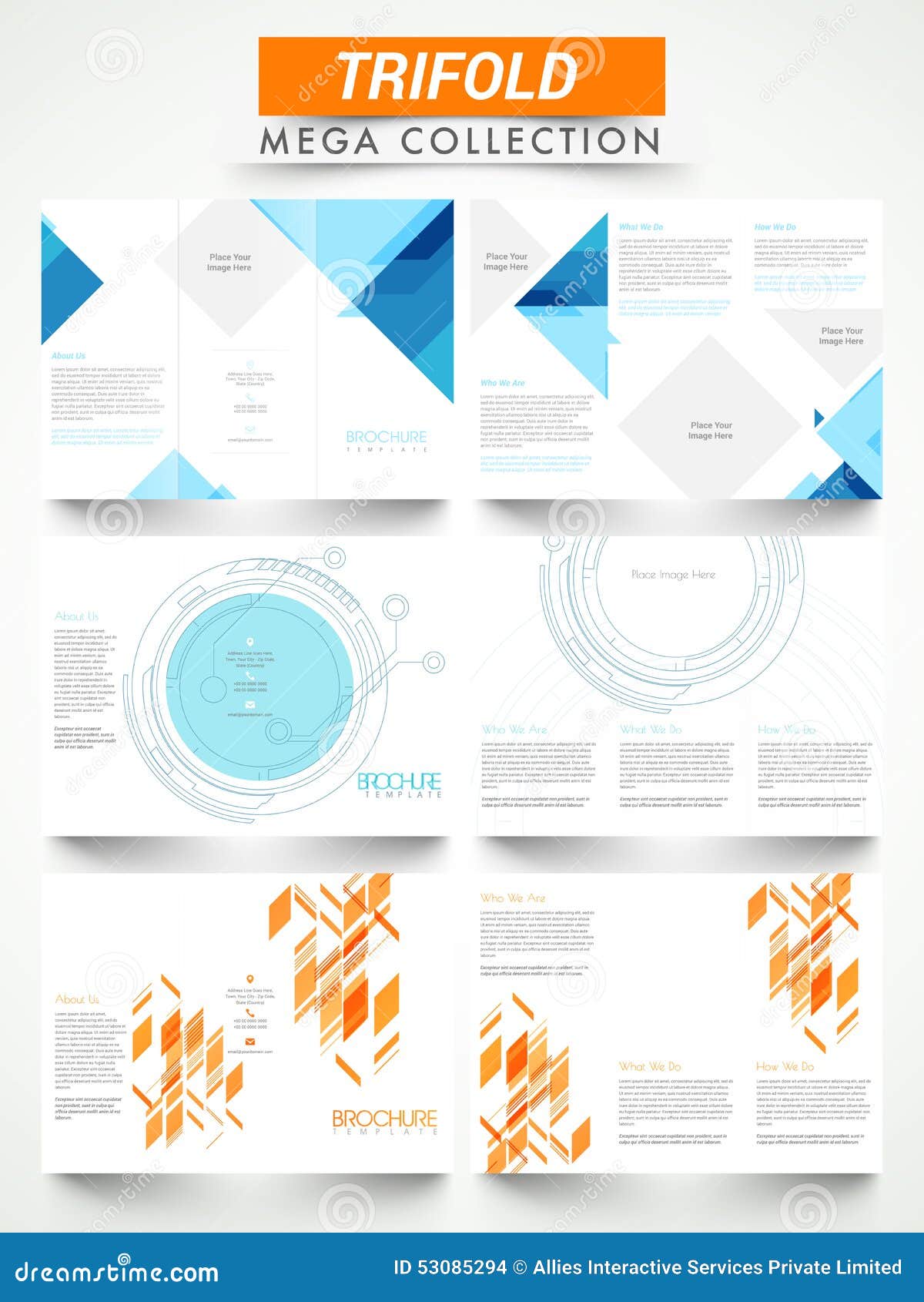 Professional Three Fold Flyers or Brochures Collection. Stock ...