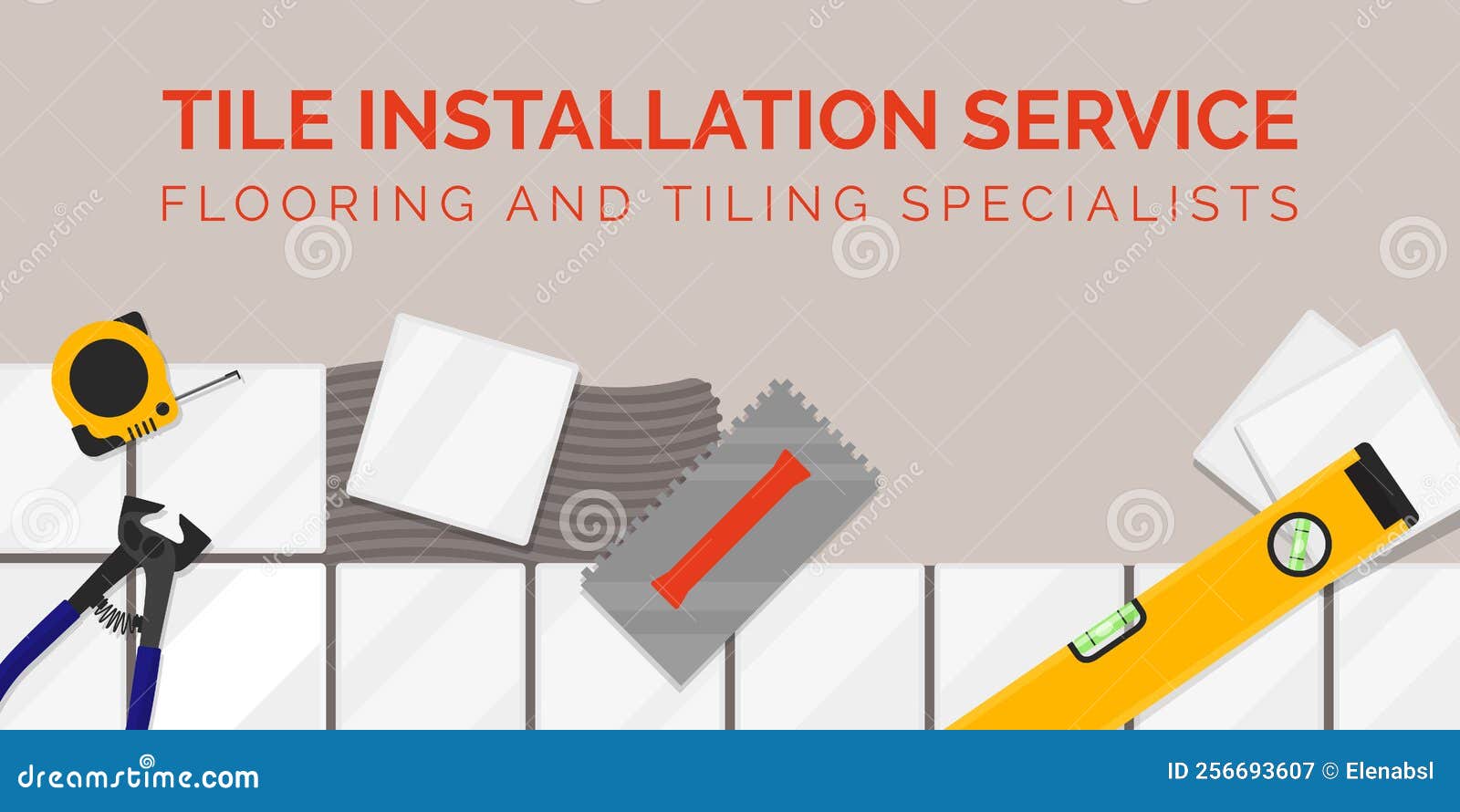 Professional Tile Installation Banner with Tools Stock Vector ...