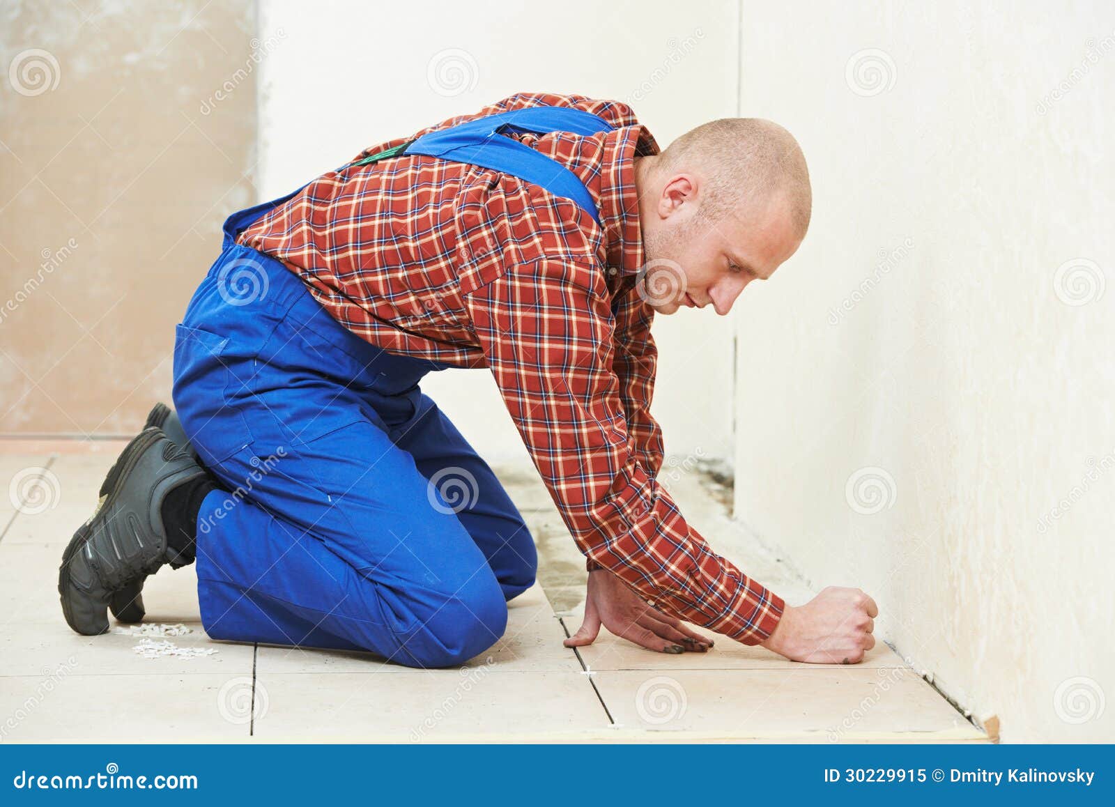 Tiler at Home Floor Tiling Renovation Work Stock Image - Image of ...