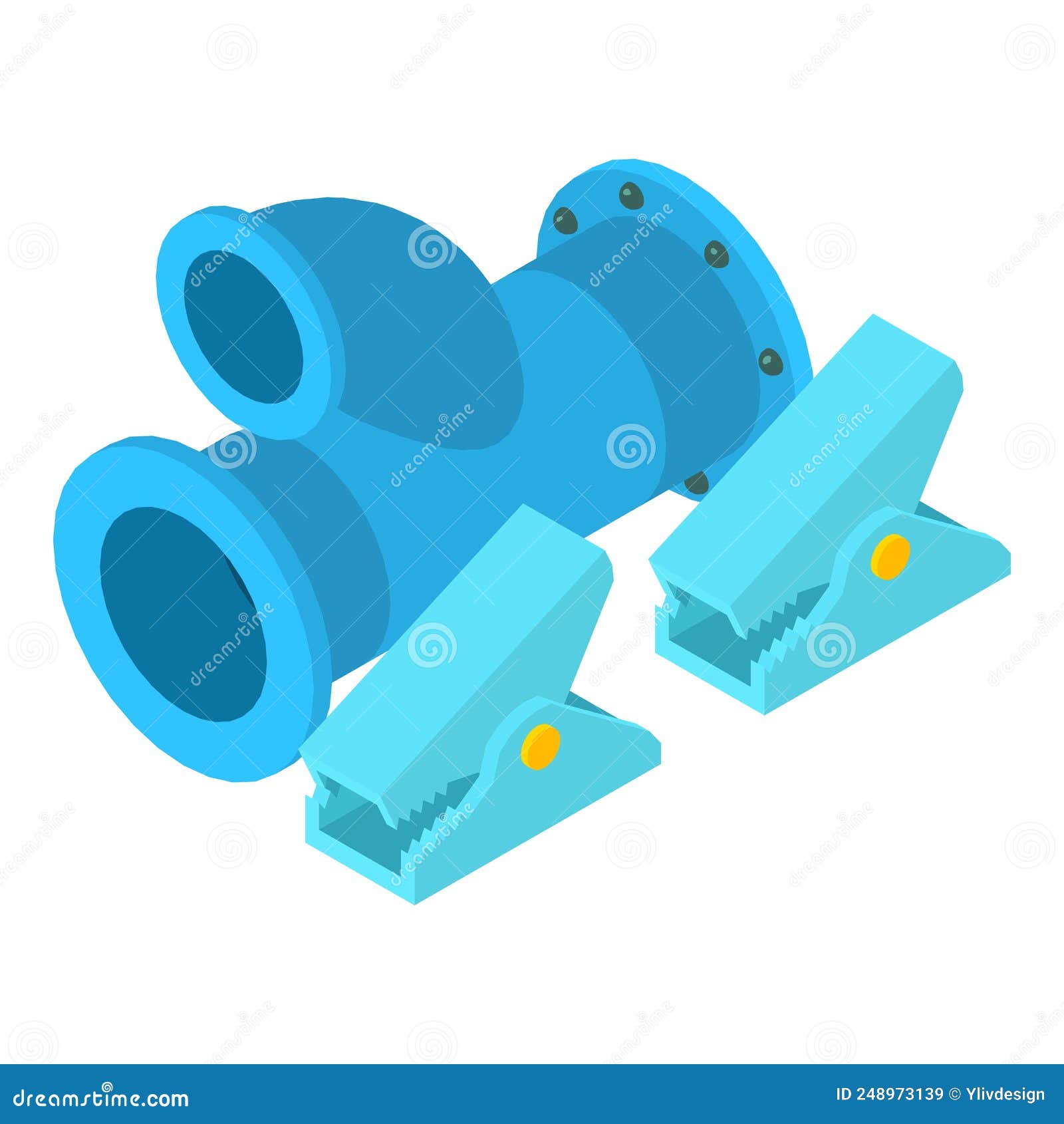 Professional Tool Icon Isometric Vector. Two Welding Clamp and Pipe ...
