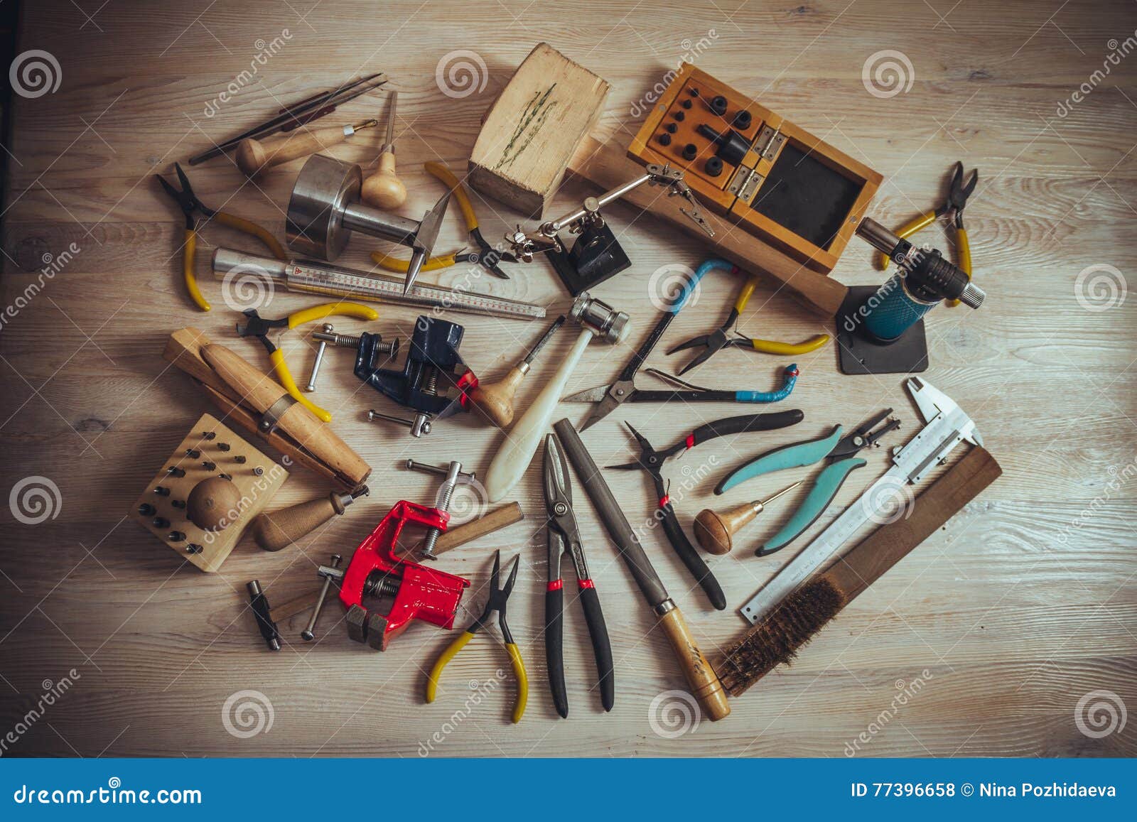 Professional Tools on Desktop Stock Photo - Image of handicraft ...