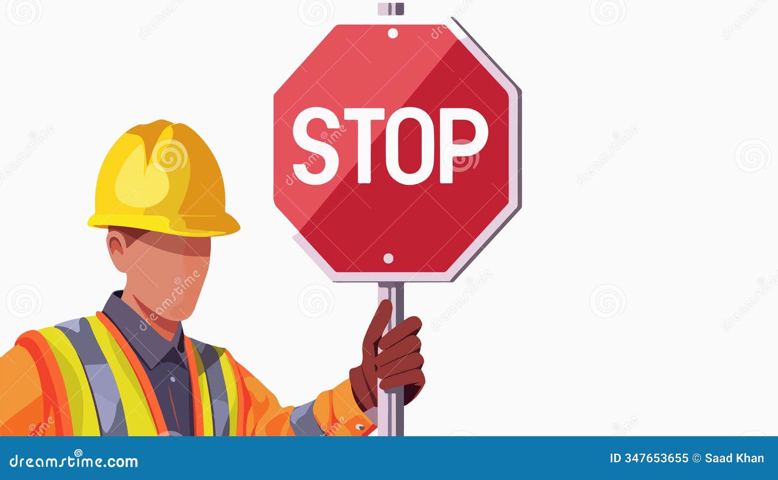 Professional Traffic Worker Holding Stop Sign for Traffic Control ...