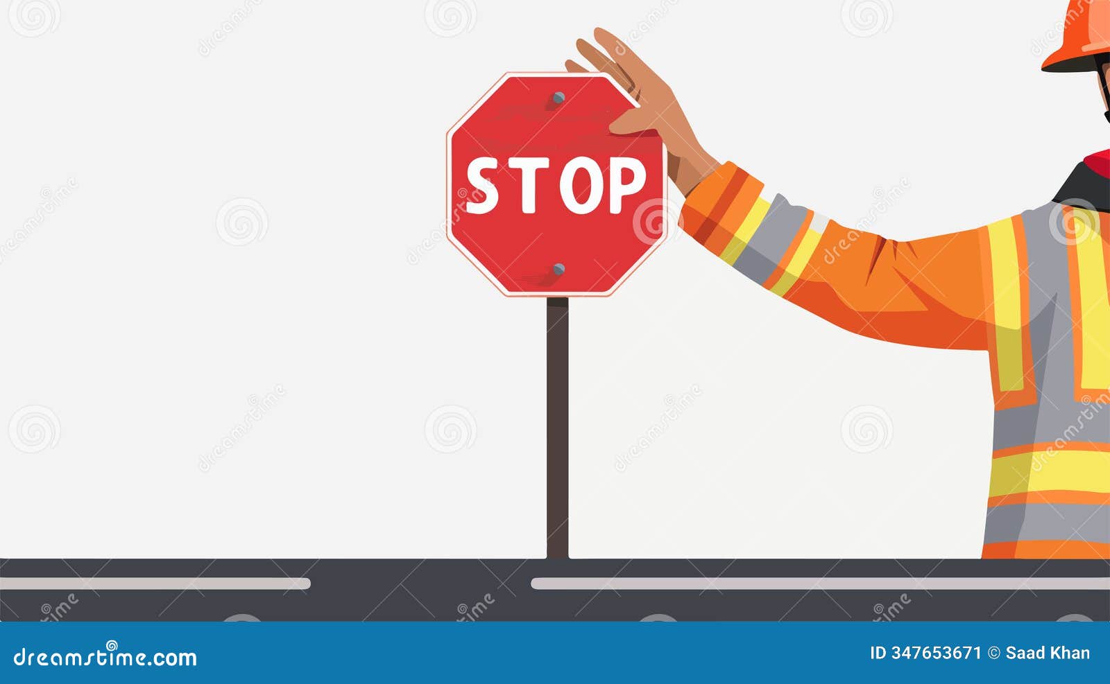 Professional Traffic Worker Holding Stop Sign for Traffic Control ...