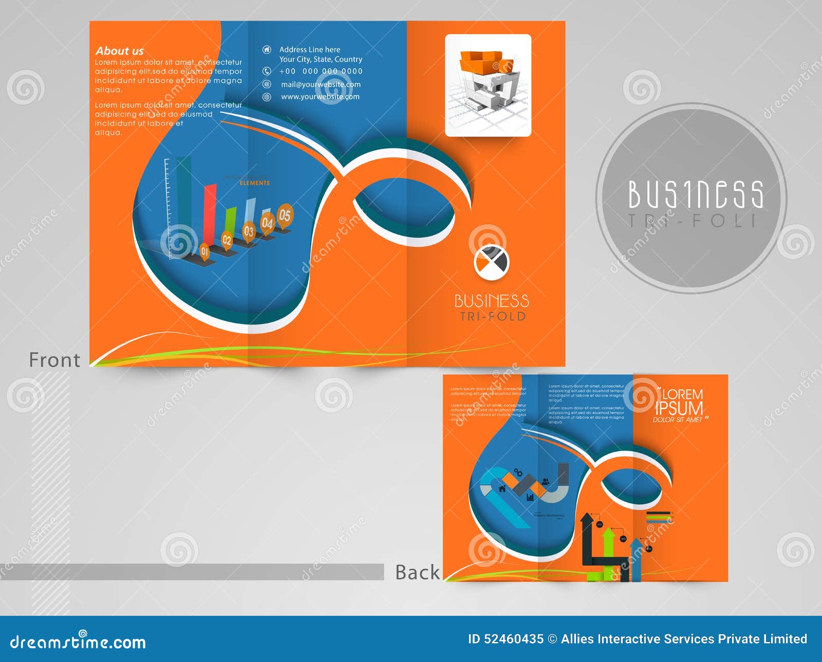 Professional Tri-fold Flyer, Brochure or Template for Business. Stock ...