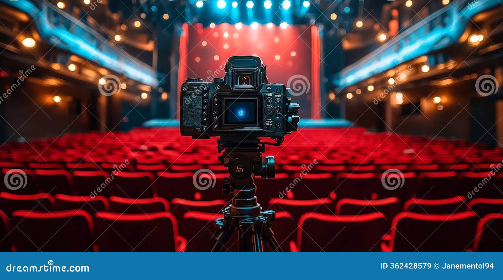 Professional TV Studio Camera Recording an Interview Stock Illustration ...