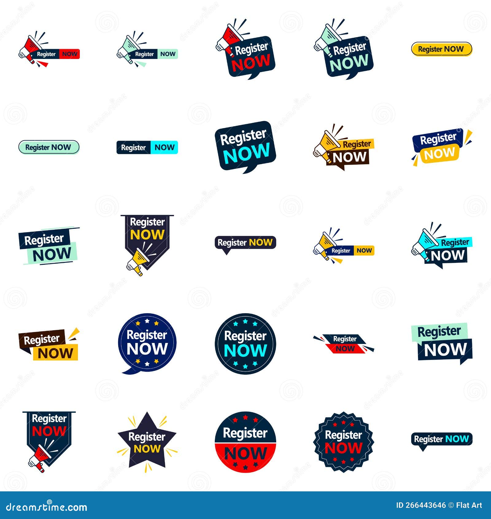 25 Professional Typographic Elements for Register Now Stock Vector ...