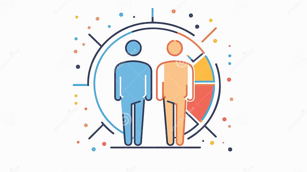 Professional Vector Illustration of Human and Pie Chart Outline Icon ...