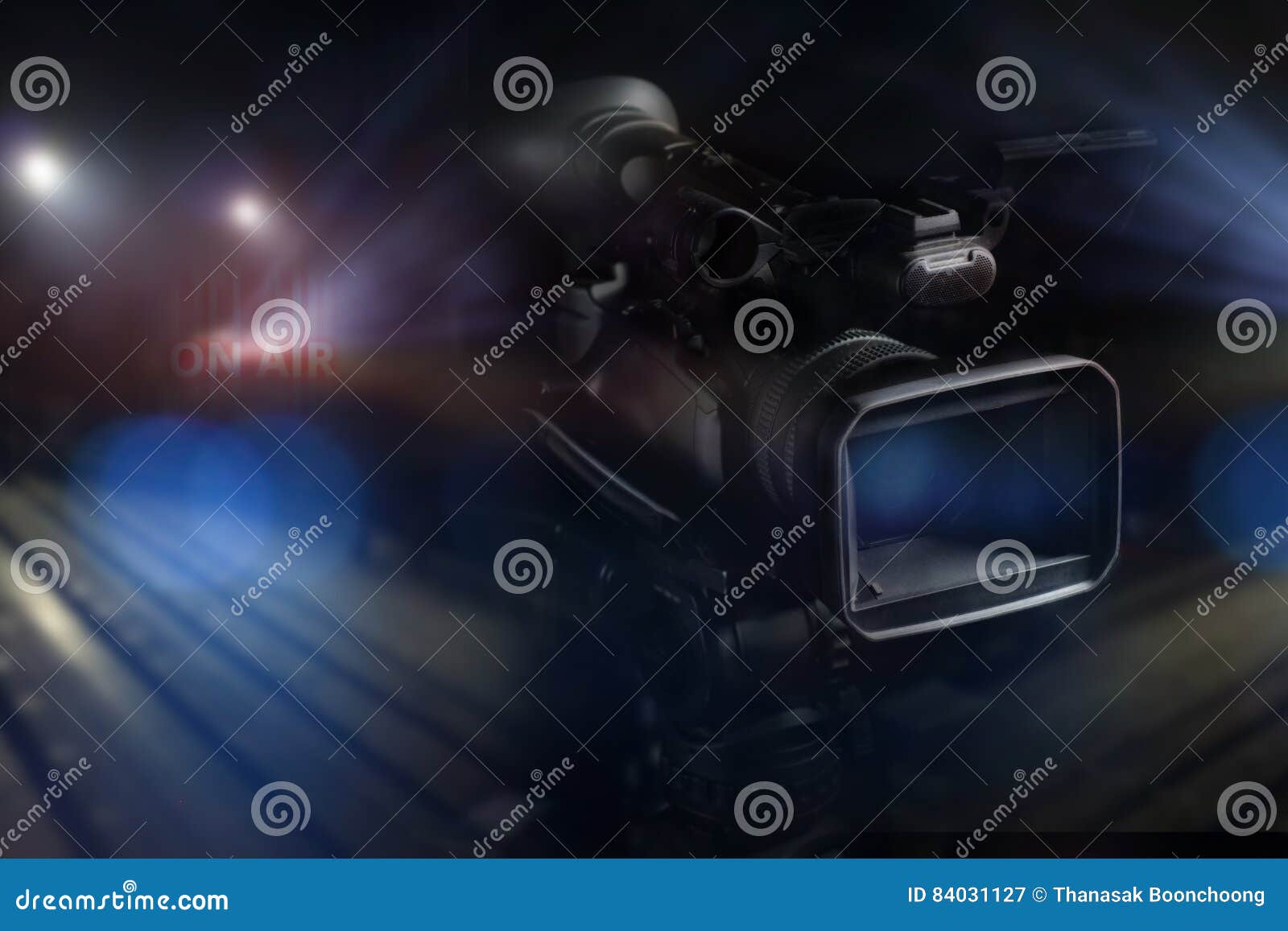 Professional Video Camcorder in Studio Stock Image - Image of screen ...