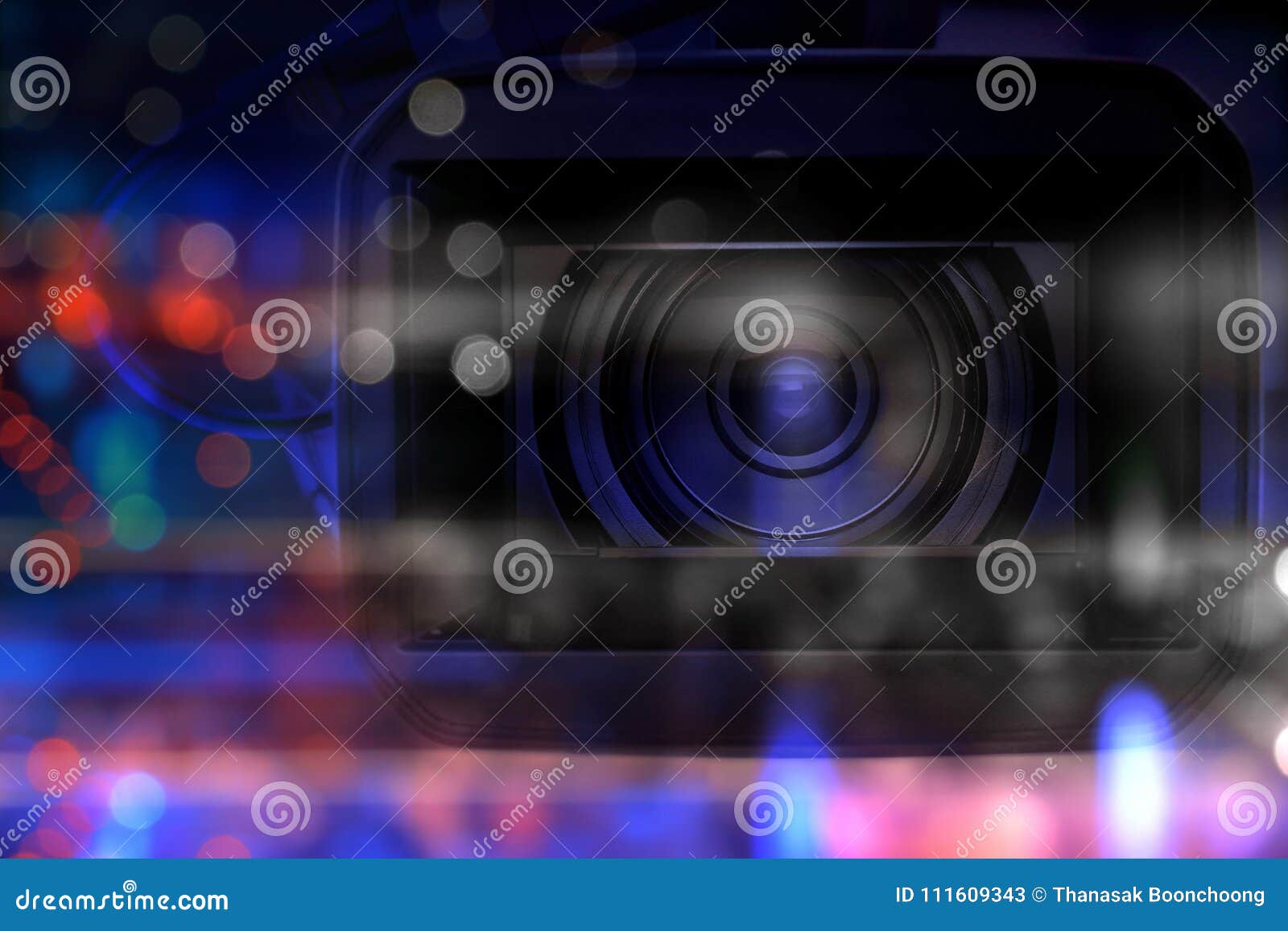 Professional Video Camcorder in Studio Stock Image - Image of lens ...