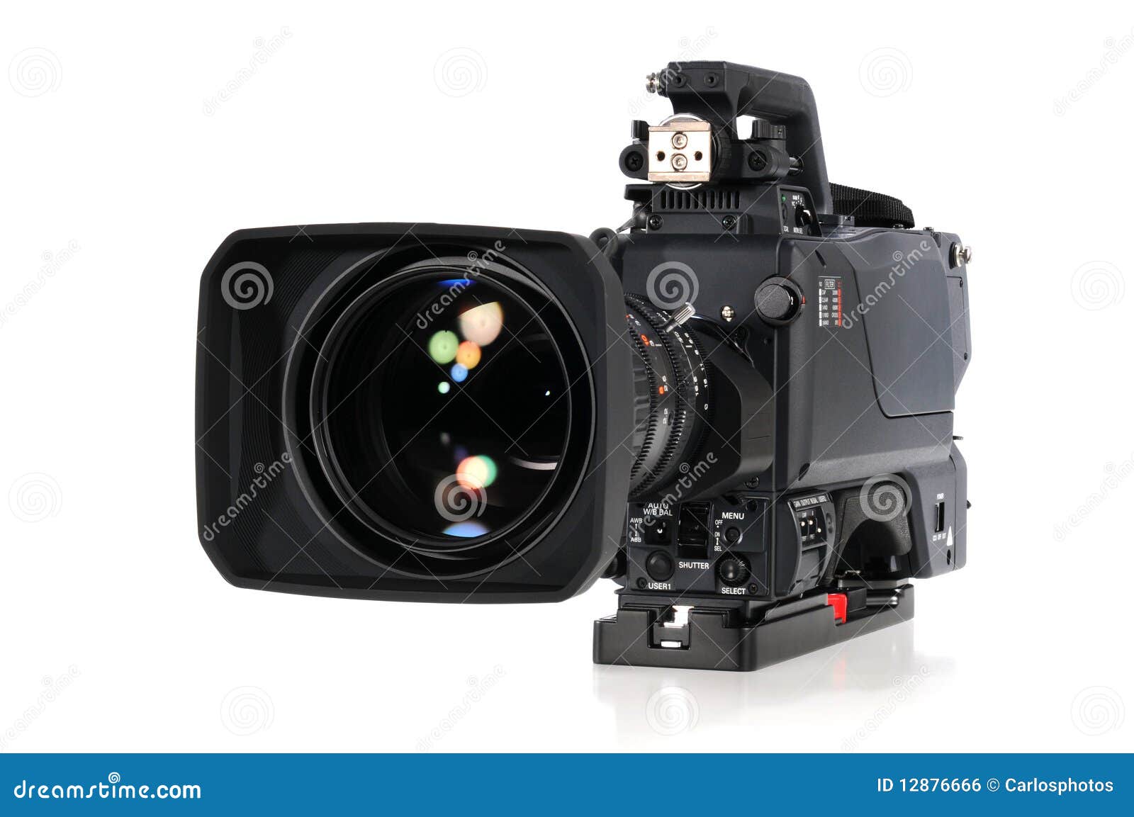 Professional Video Camera Stands On A Tripod, The Process Of Filming A ...