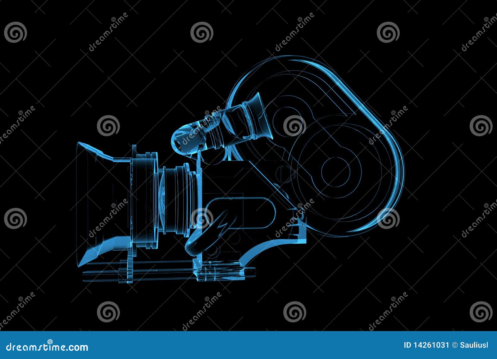 Professional Video Camera 3D Rendered Xray Blue Stock Illustration ...