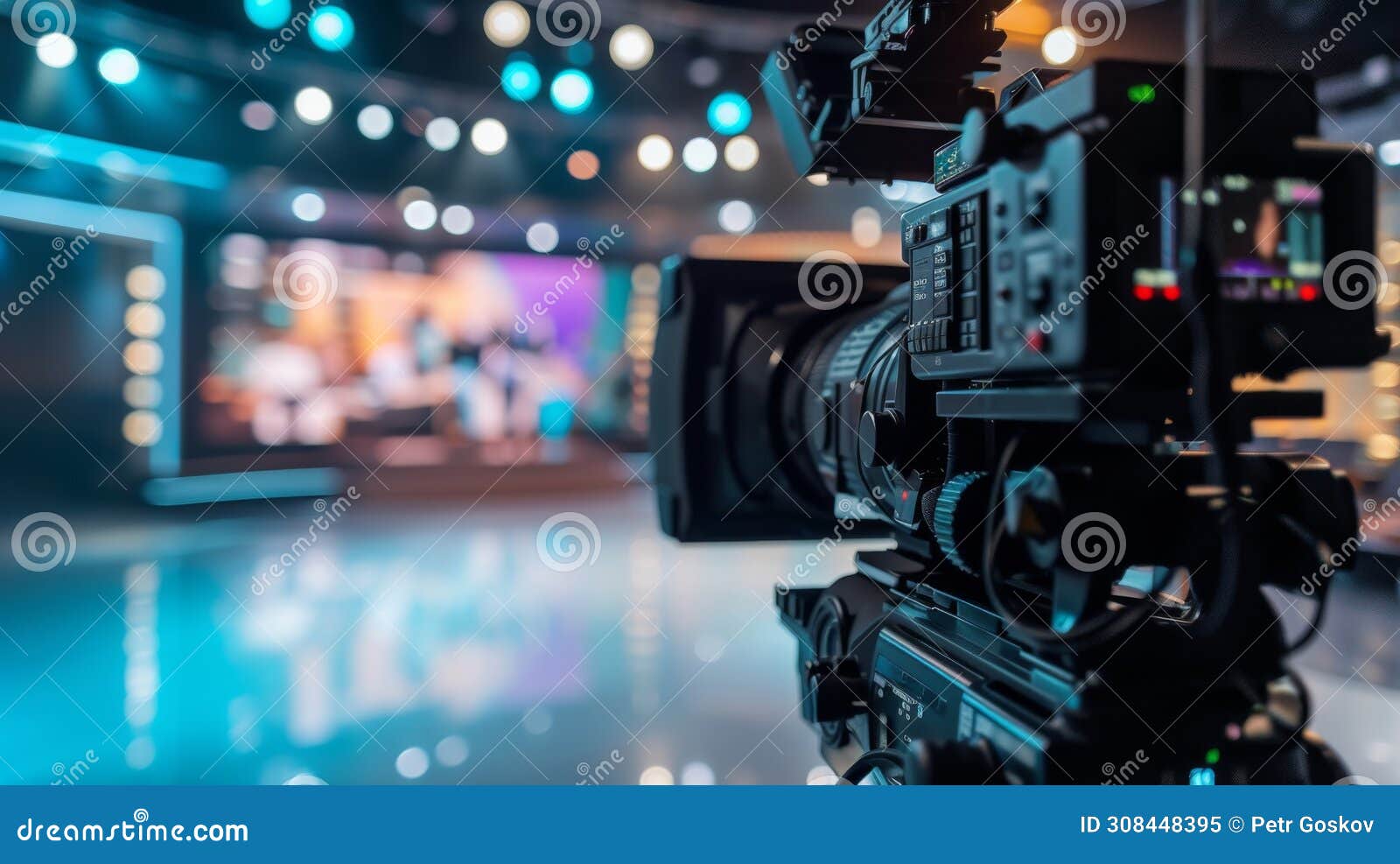 Professional Video Camera Filming in Studio Stock Image - Image of ...