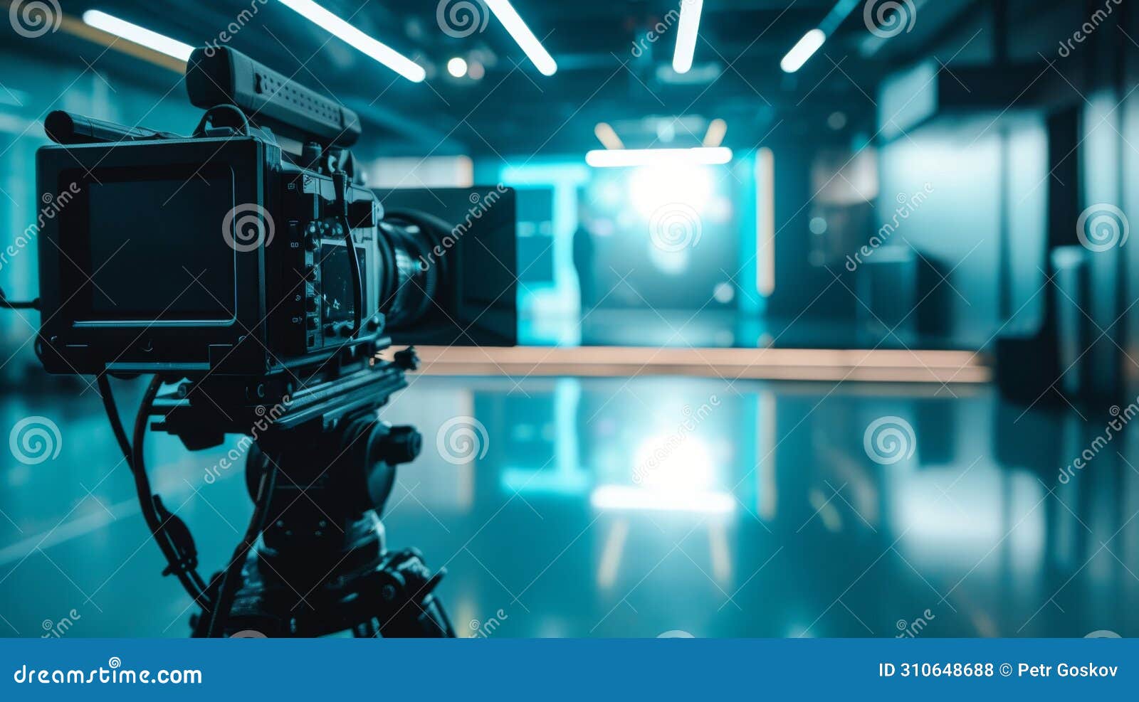 Professional Video Camera Filming in Studio Stock Photo - Image of ...