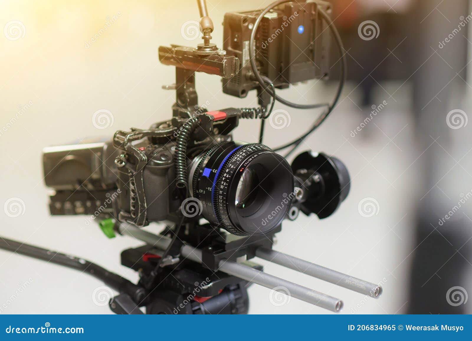 Professional Video Camera, Lights and Equipment All Set Up for an ...