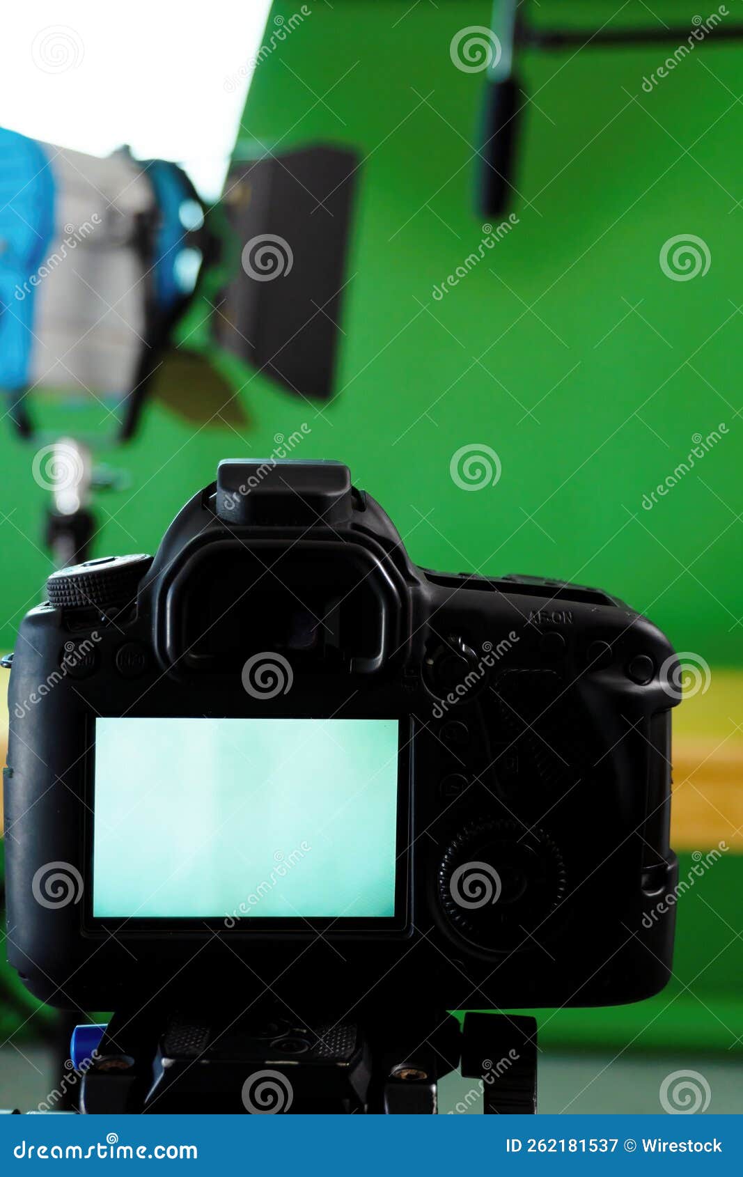 Professional Video Camera with a Microphone in a Studio Stock Image ...